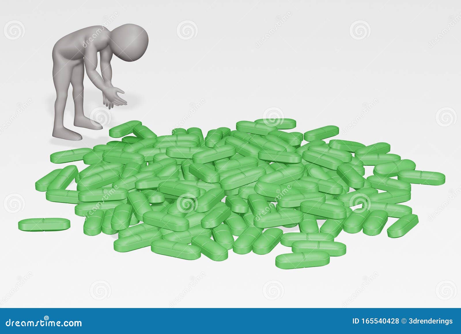 Render of Cartoon Character with Pills Stock Illustration ...
