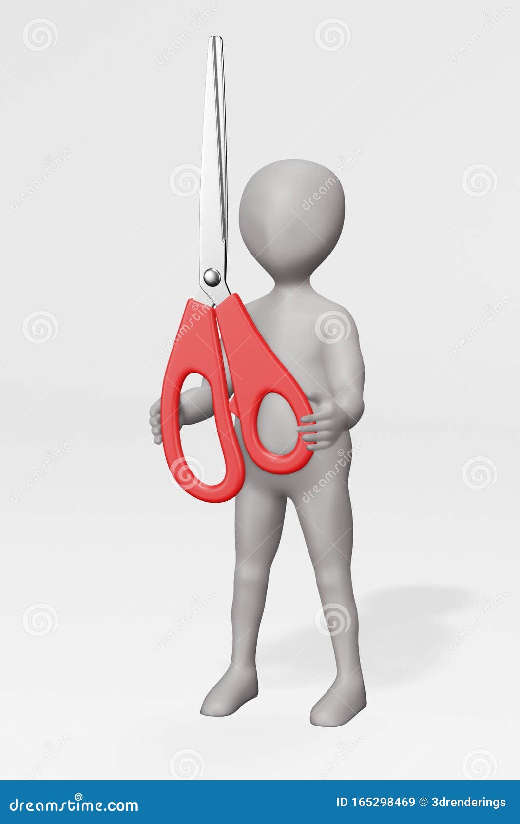 Render of Cartoon Character with Scissors Stock Illustration ...