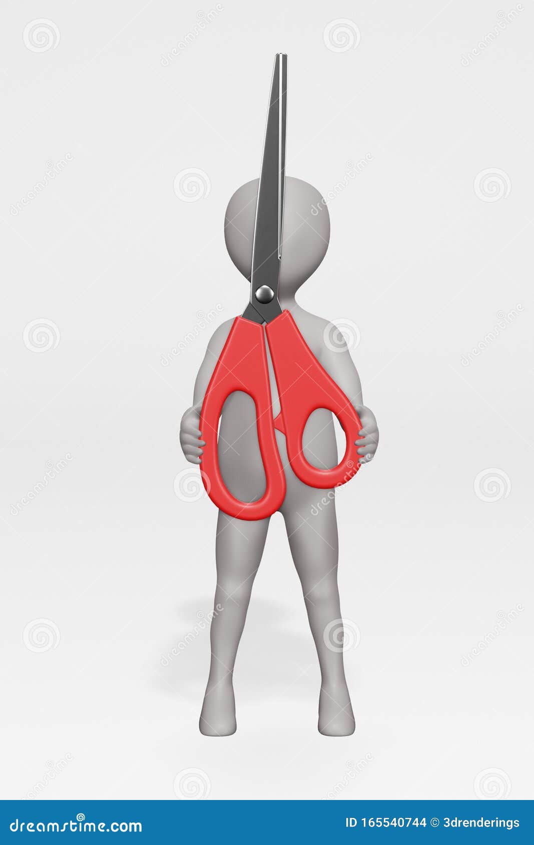 Render of Cartoon Character with Scissors Stock Illustration ...