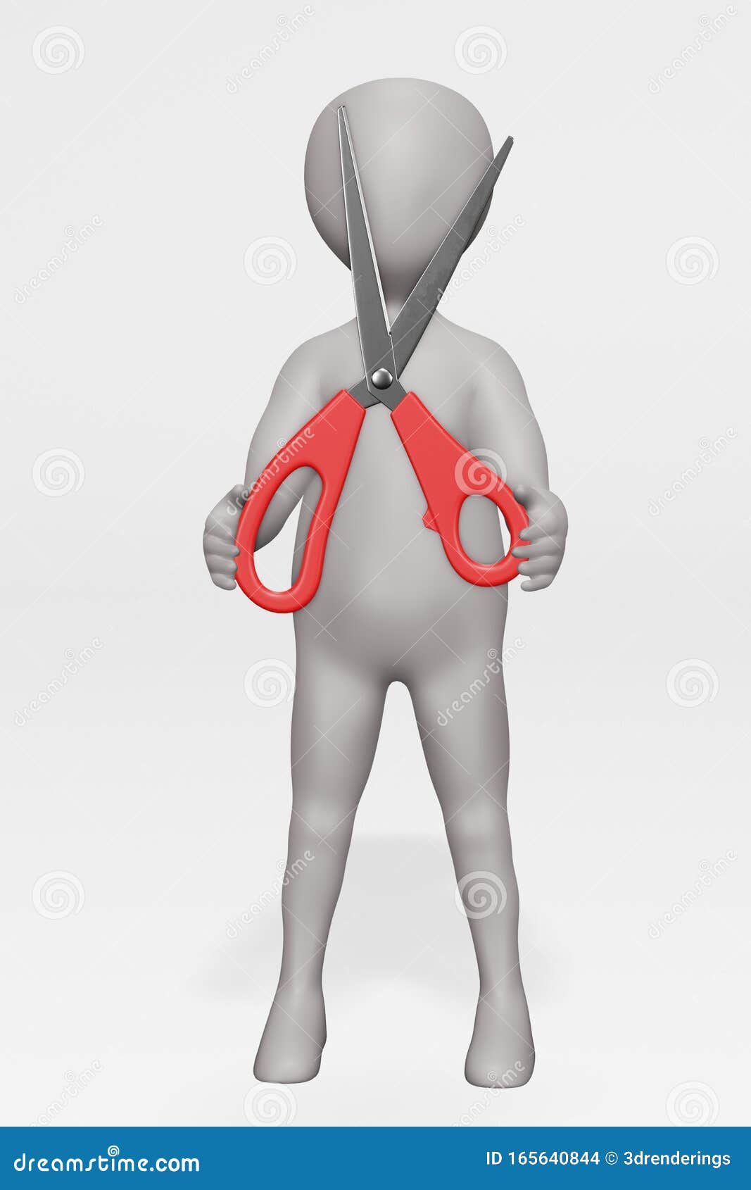 Render of Cartoon Character with Scissors Stock Illustration ...