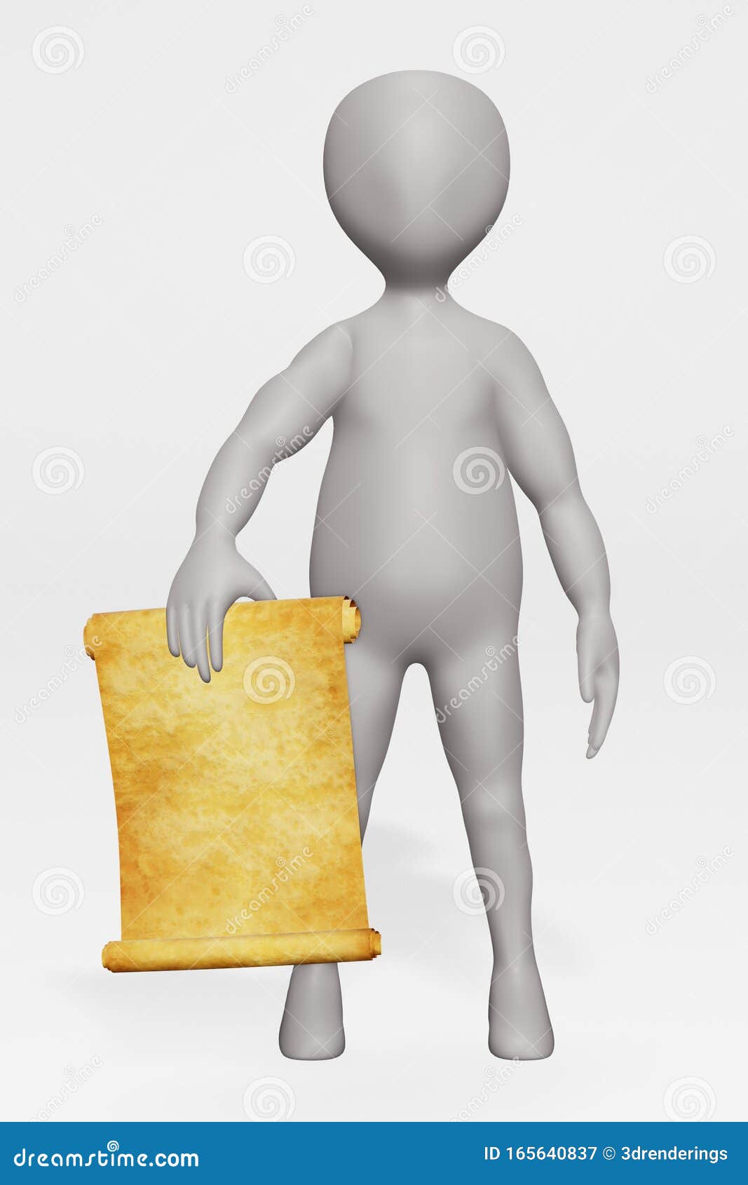 Render of Cartoon Character with Scrolls Stock Illustration ...