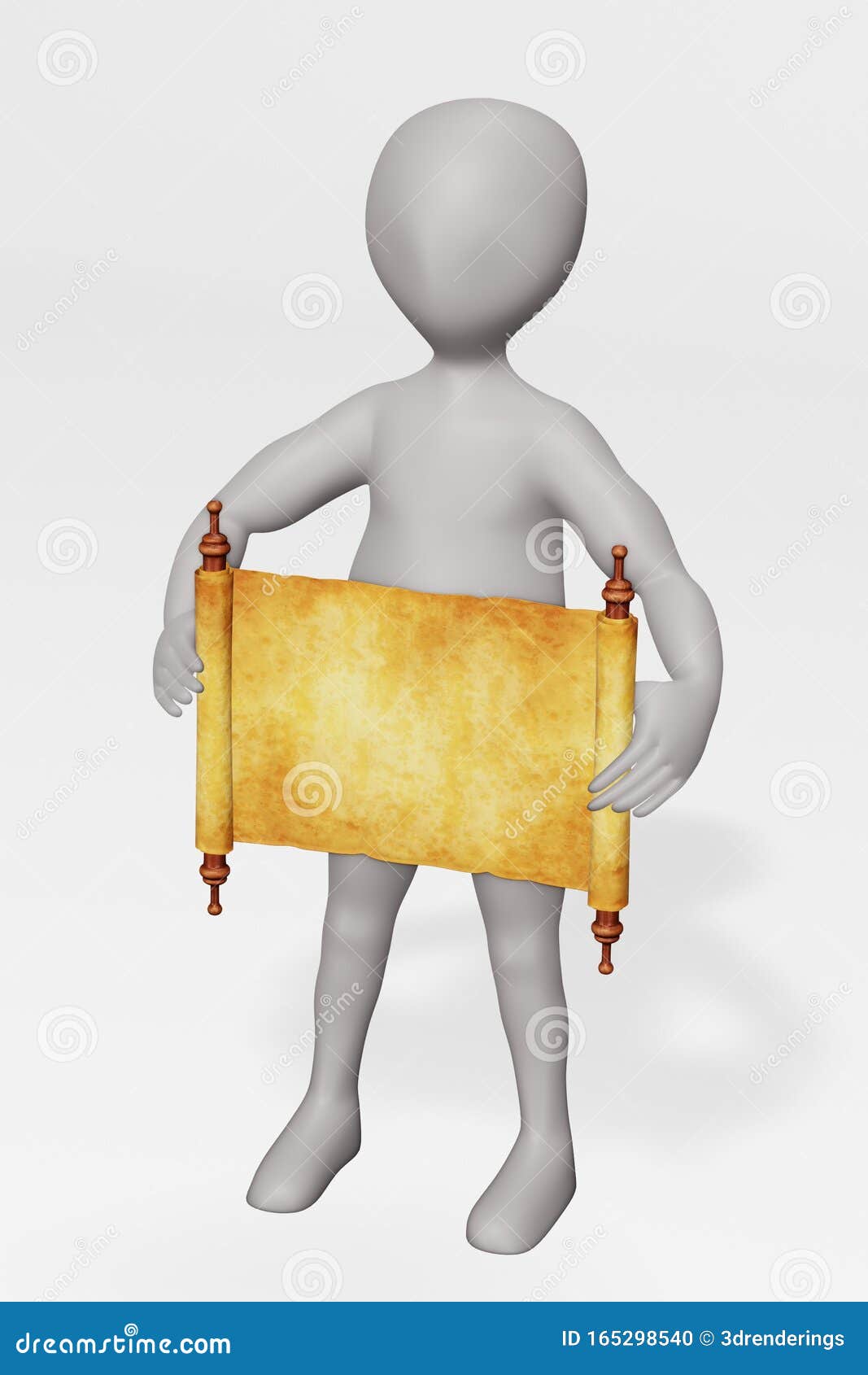 Render of Cartoon Character with Scrolls Stock Illustration ...