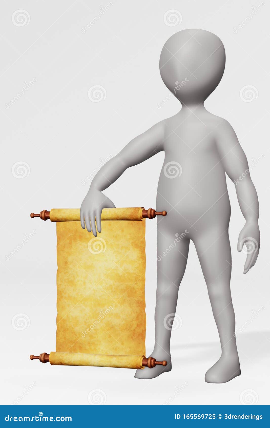 Render of Cartoon Character with Scrolls Stock Illustration ...