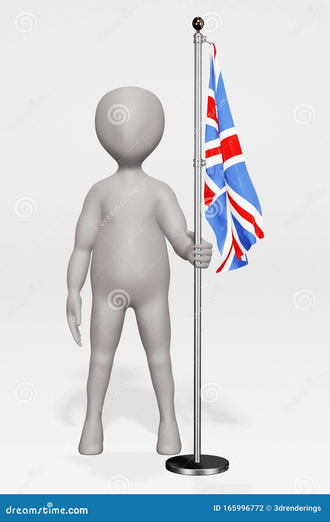 Render of Cartoon Character with UK Flag Stock Illustration ...