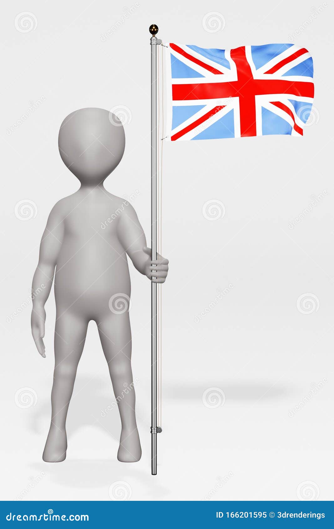 Render of Cartoon Character with UK Flag Stock Illustration ...