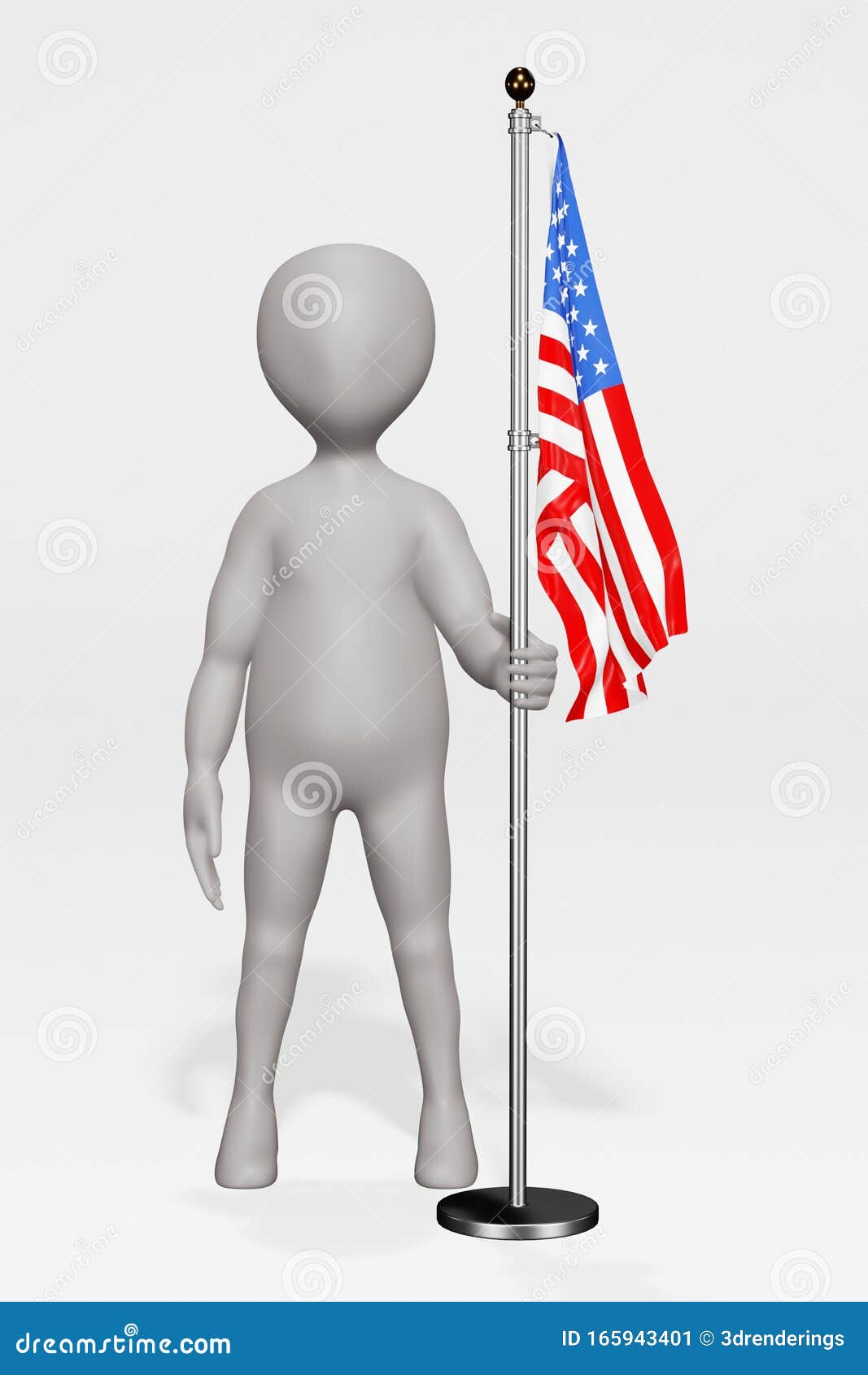 Render of Cartoon Character with US Flag Stock Illustration ...
