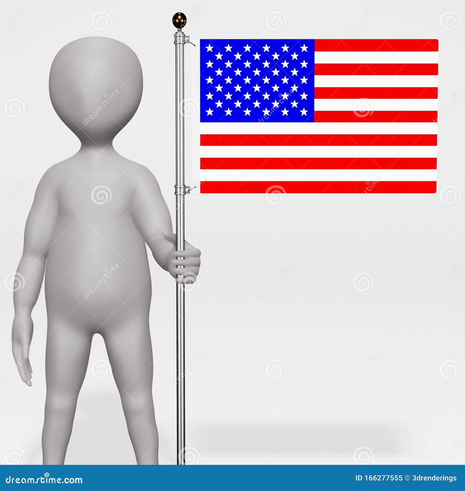 Render of Cartoon Character with US Flag Stock Illustration ...