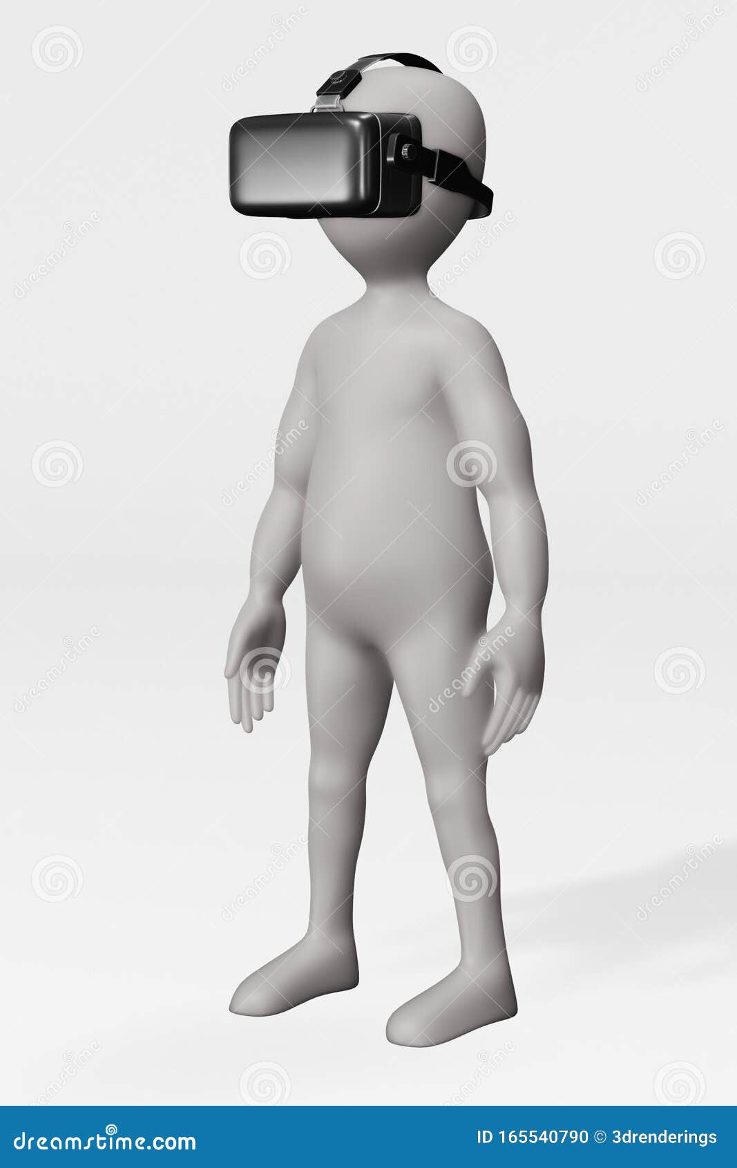 Render of Cartoon Character with VR Headset Stock Illustration ...