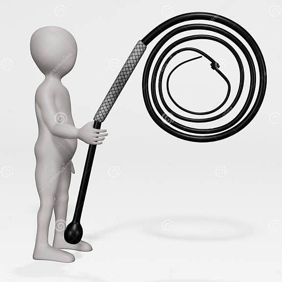 Render of Cartoon Character with Whip Stock Illustration - Illustration ...