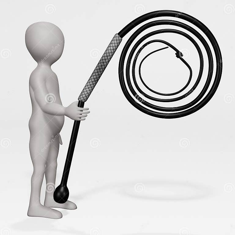 Render of Cartoon Character with Whip Stock Illustration - Illustration ...