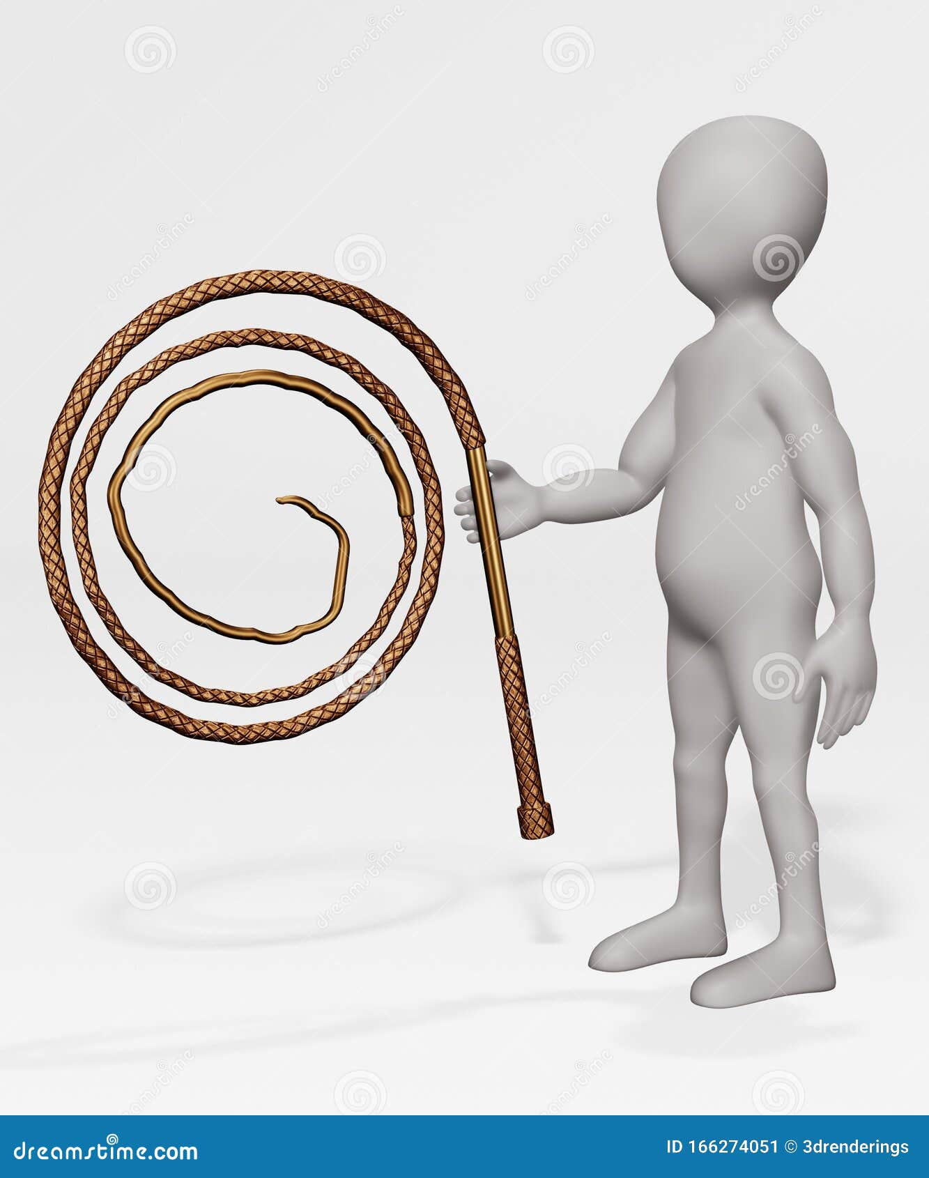 Render of Cartoon Character with Whip Stock Illustration - Illustration ...