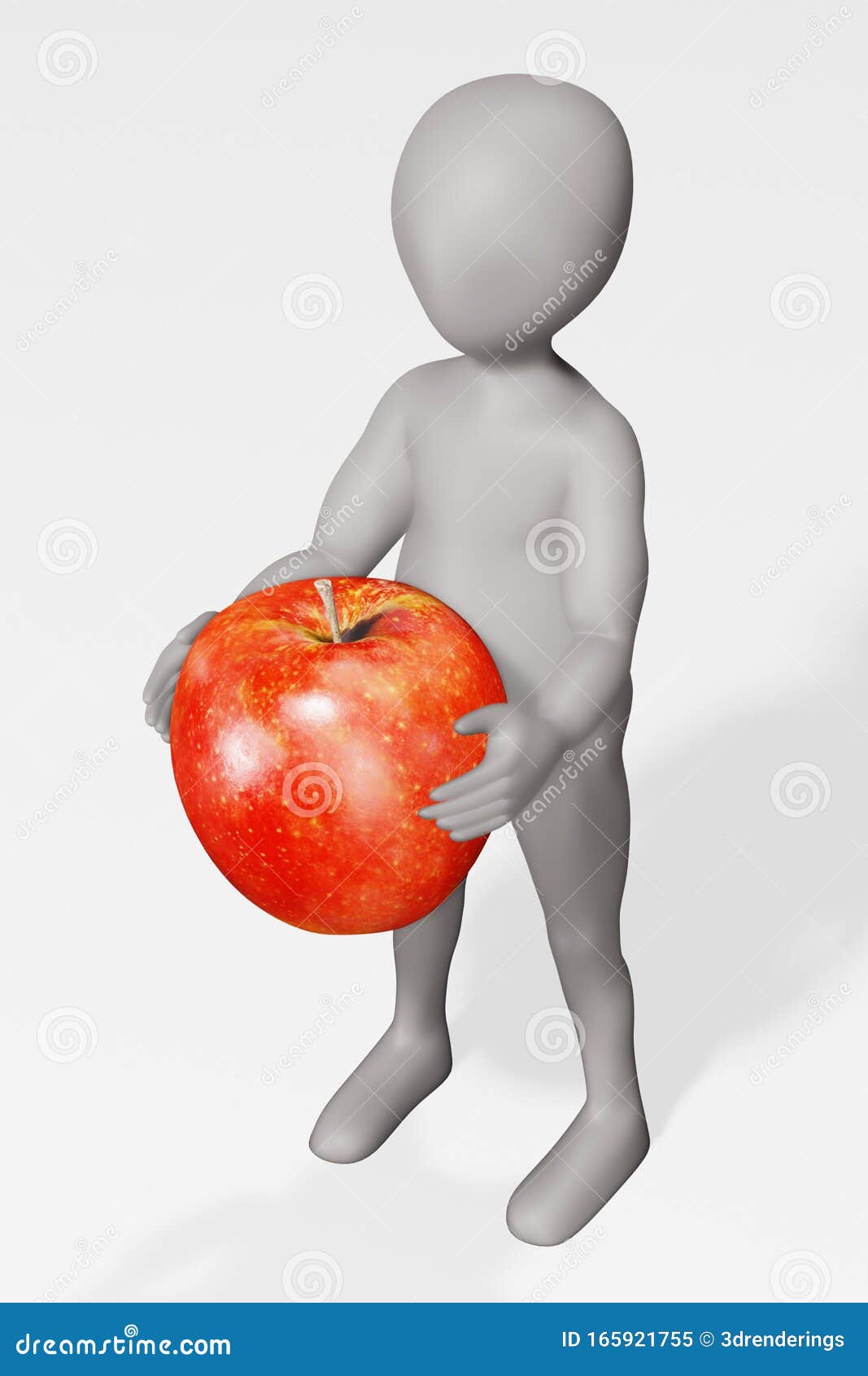 Render of Cartoon Charcter with Apple Stock Illustration - Illustration ...