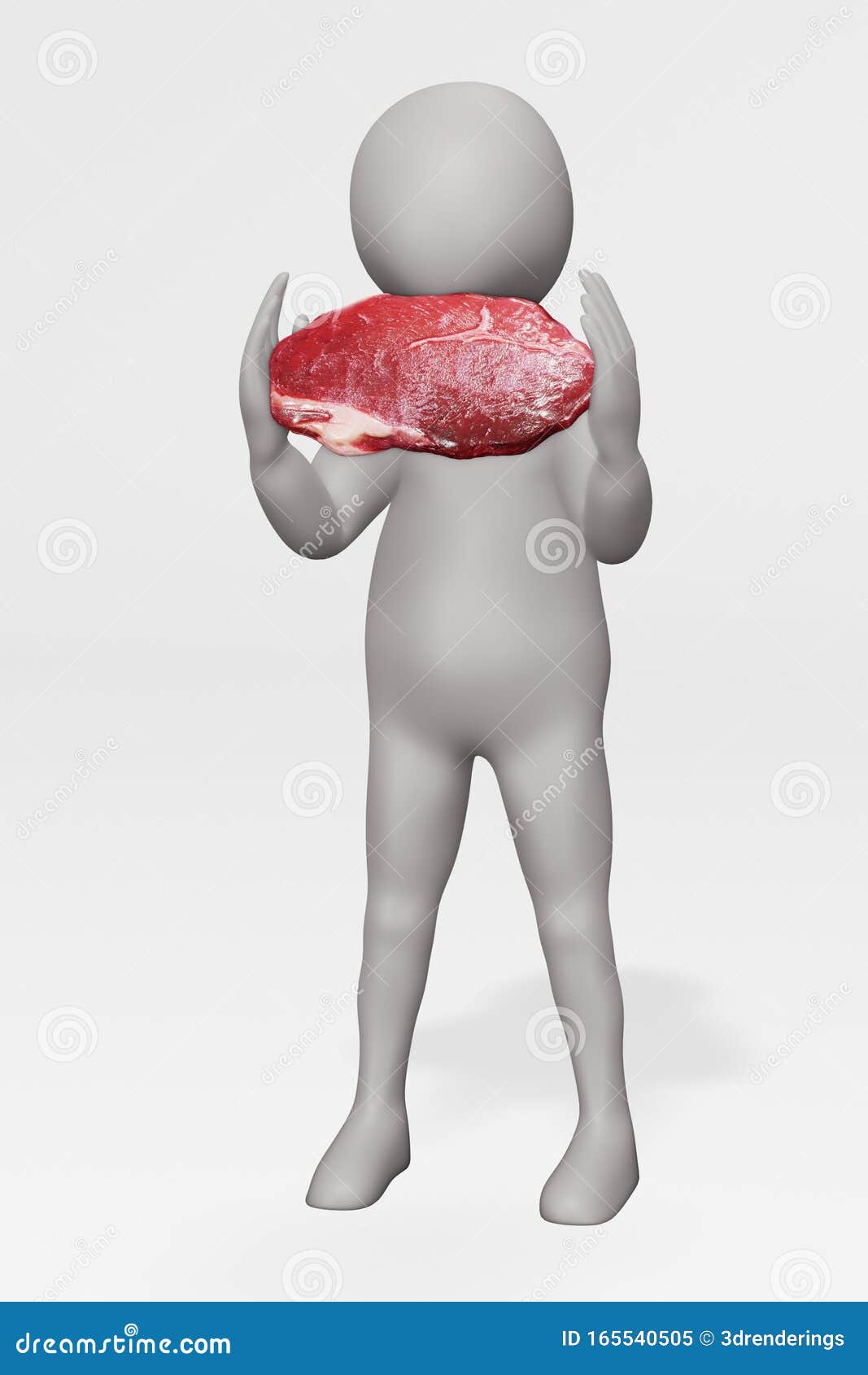 Render of Character with Beaf Steak Stock Illustration - Illustration ...