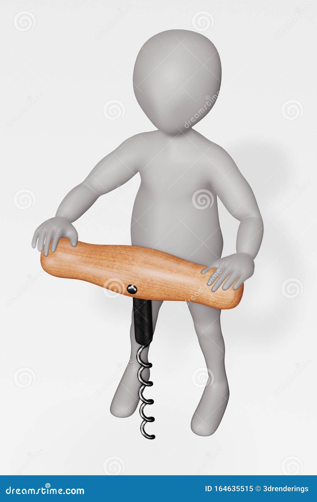 Render of Character with Corkscrew Stock Illustration - Illustration of ...