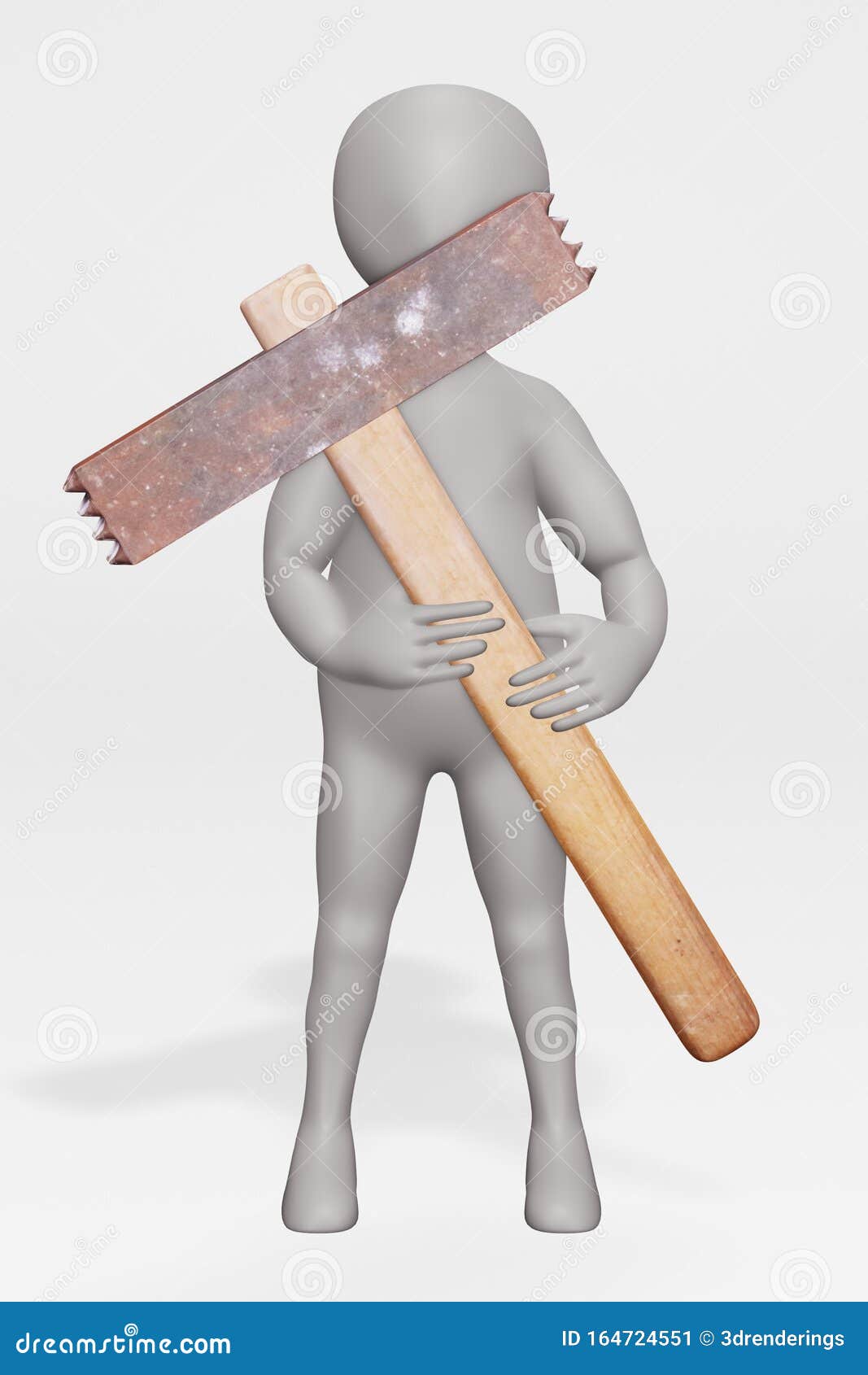 Render of Character with Hammer Stock Illustration - Illustration of ...