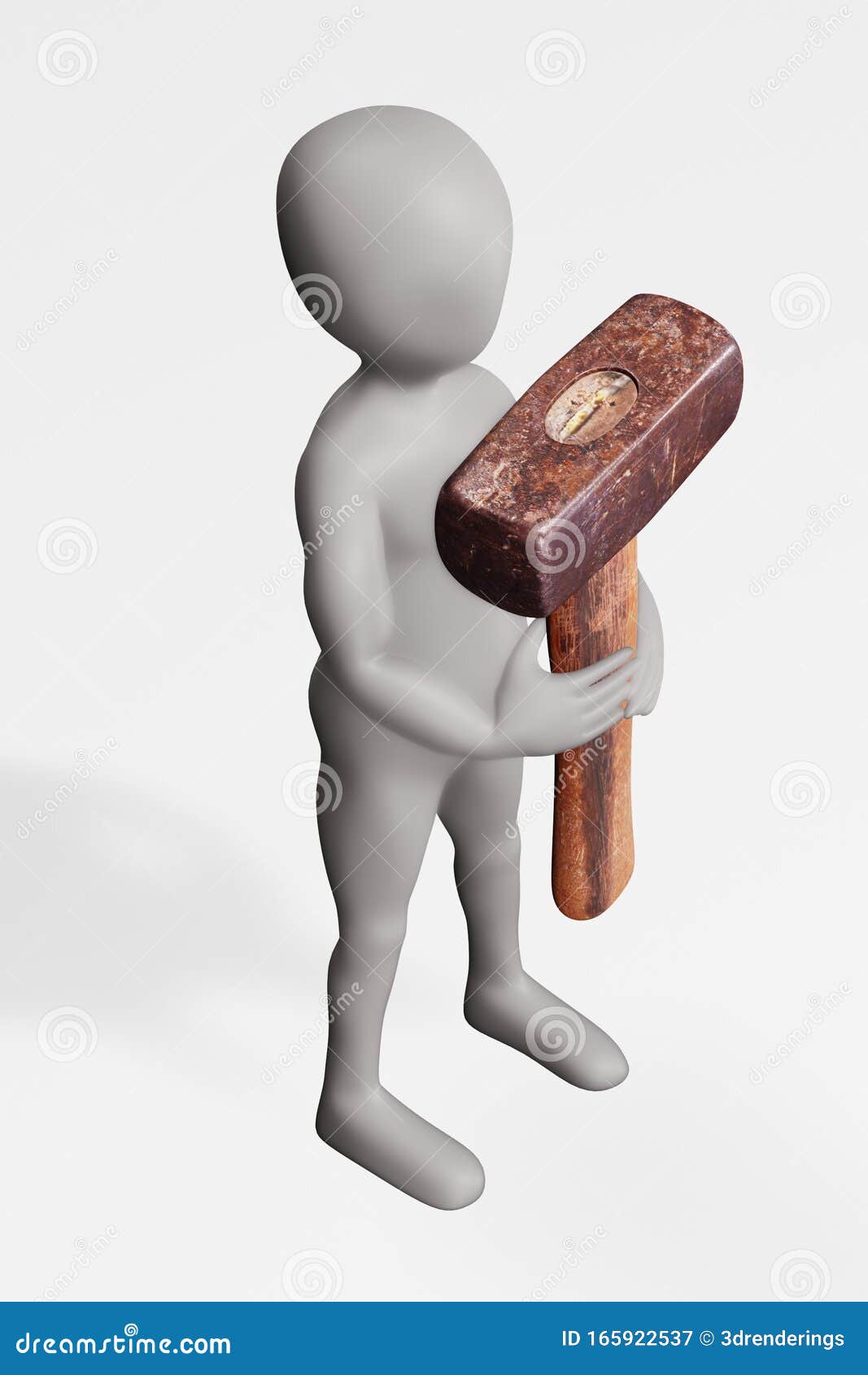 Render of Character with Hammer Stock Illustration - Illustration of ...