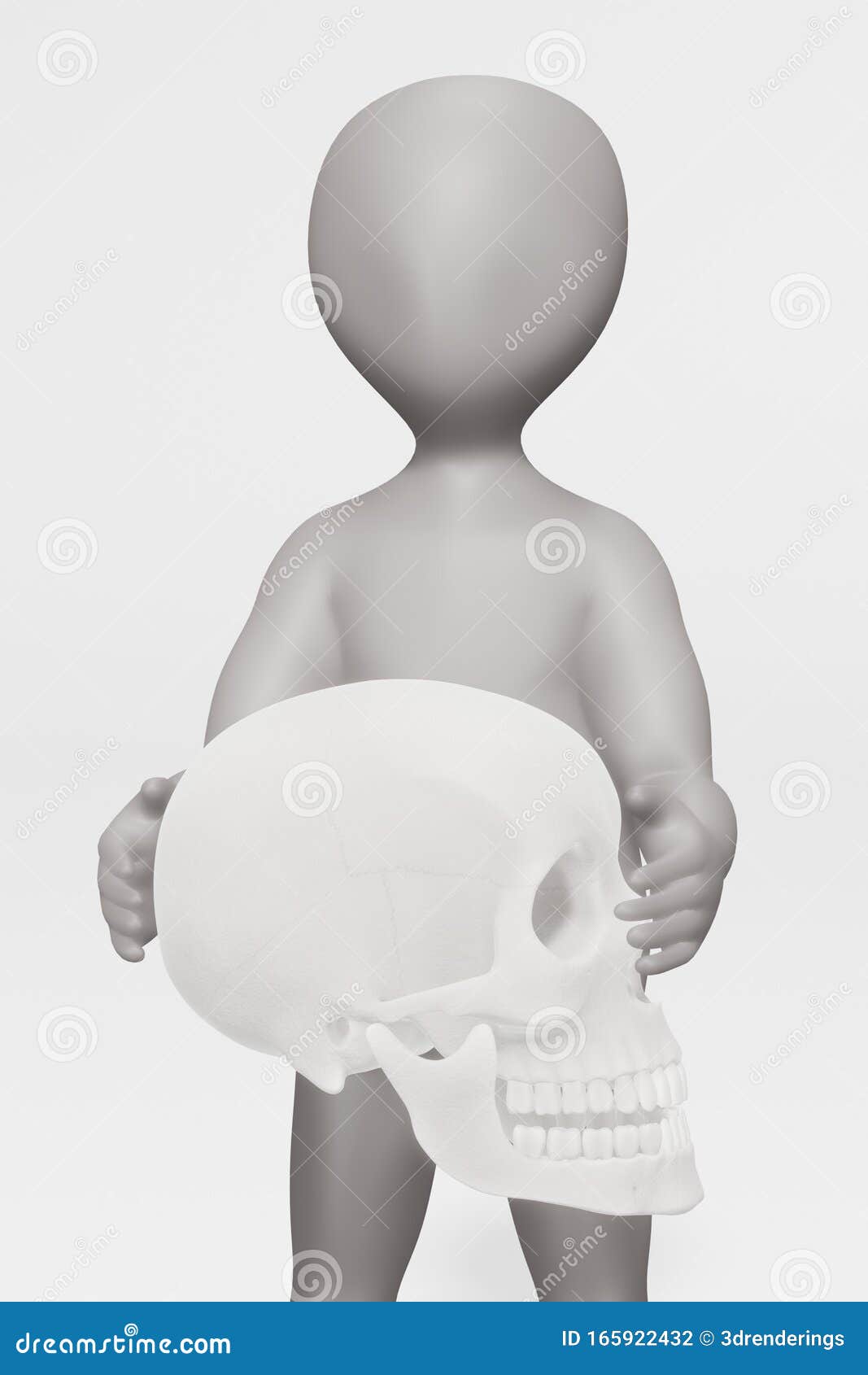 Render of Character with Human Skull Stock Illustration - Illustration ...