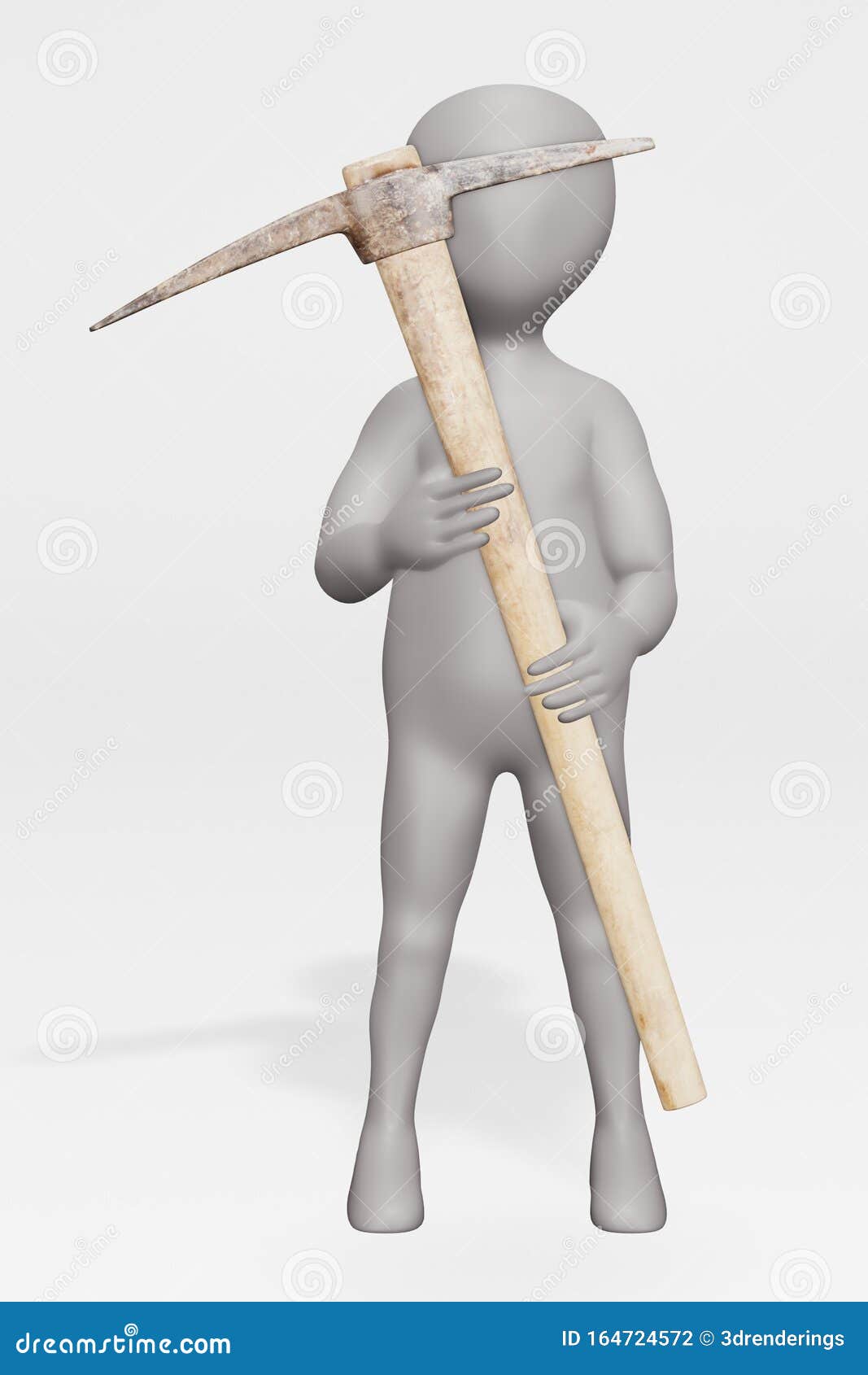 Render of Character with Pickaxe Stock Illustration - Illustration of ...