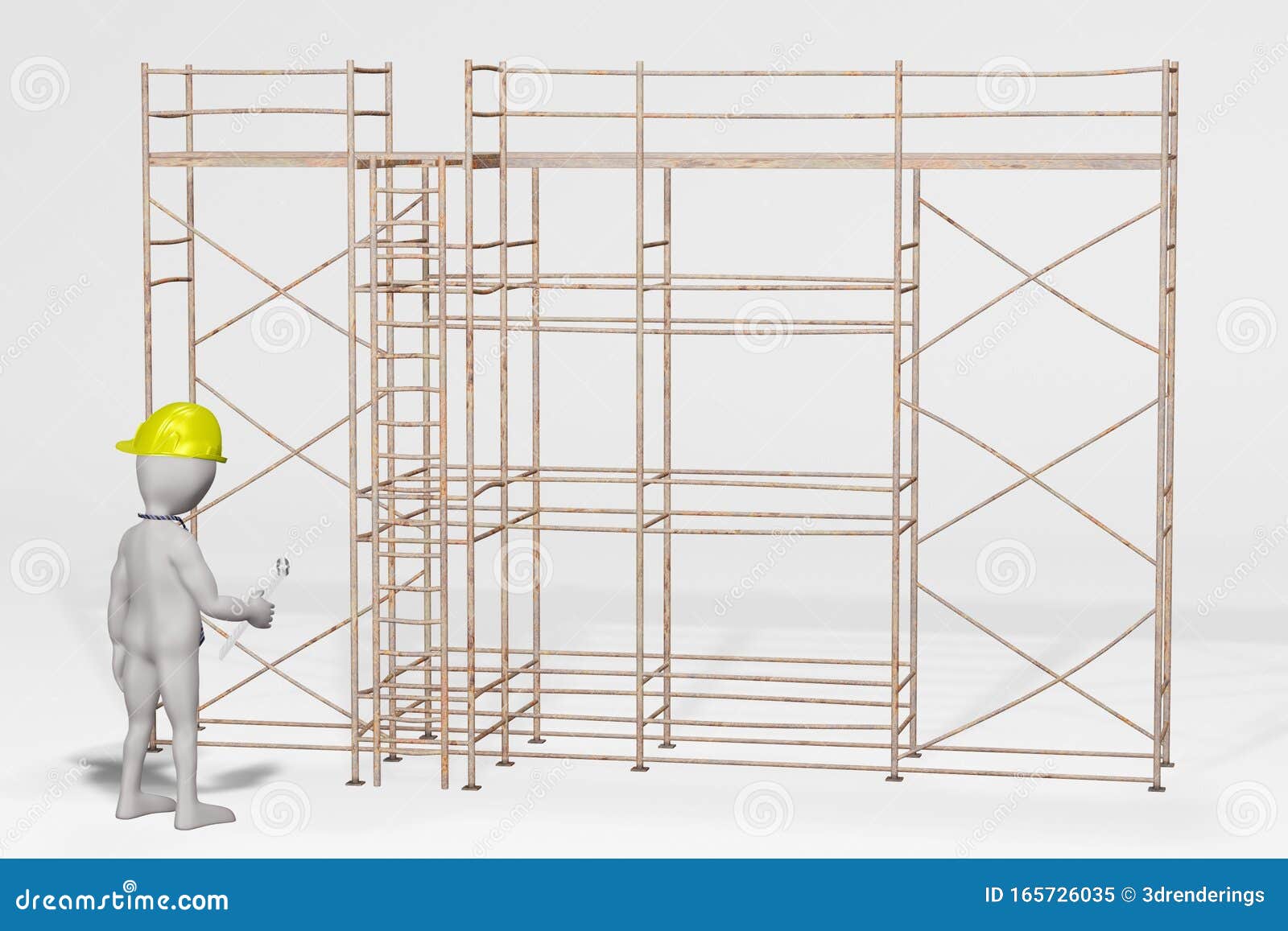 Render of Character with Scaffoldings Stock Illustration - Illustration ...