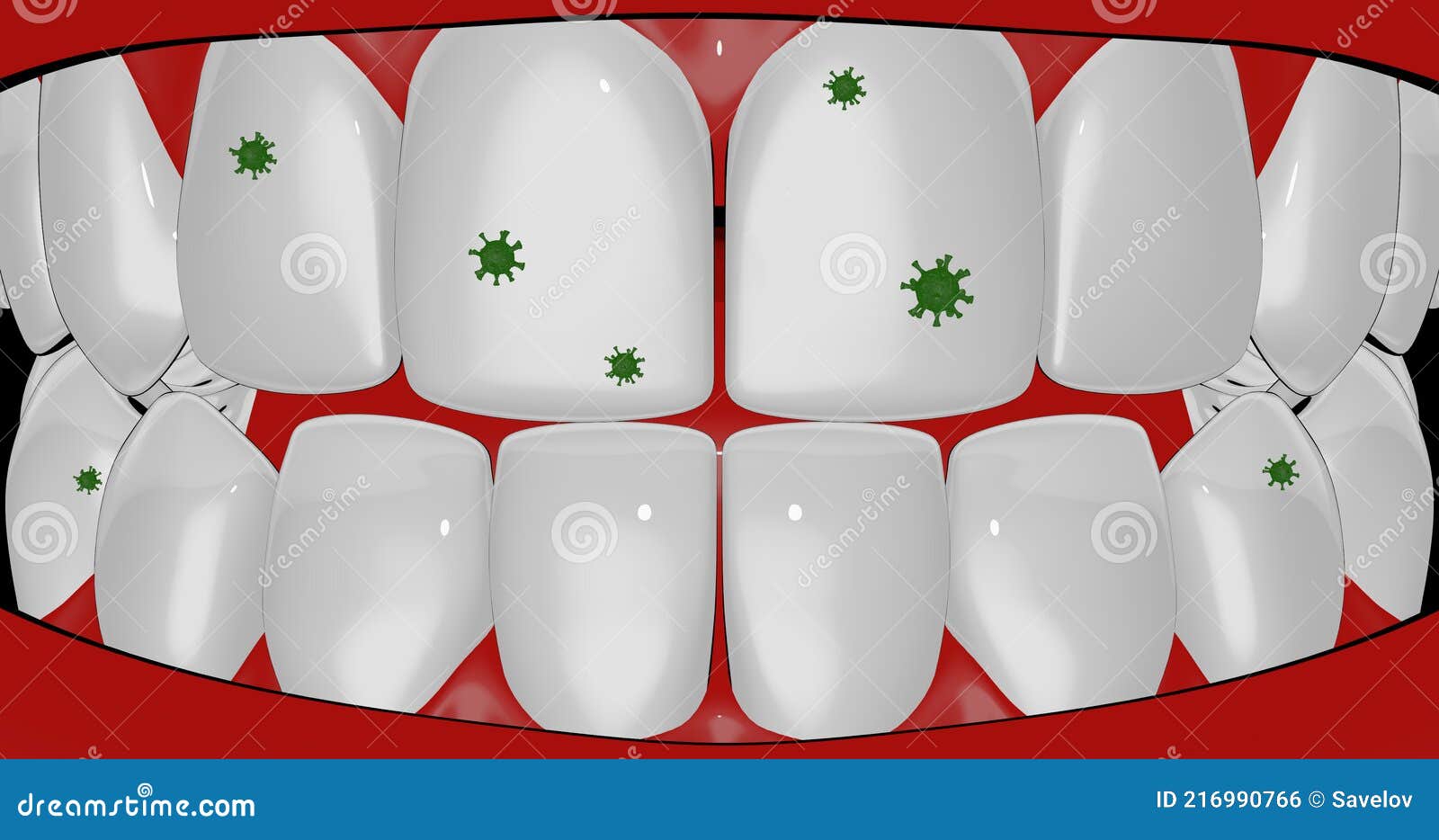 Render with the Concept of Bacteria and Germs on Teeth Stock ...
