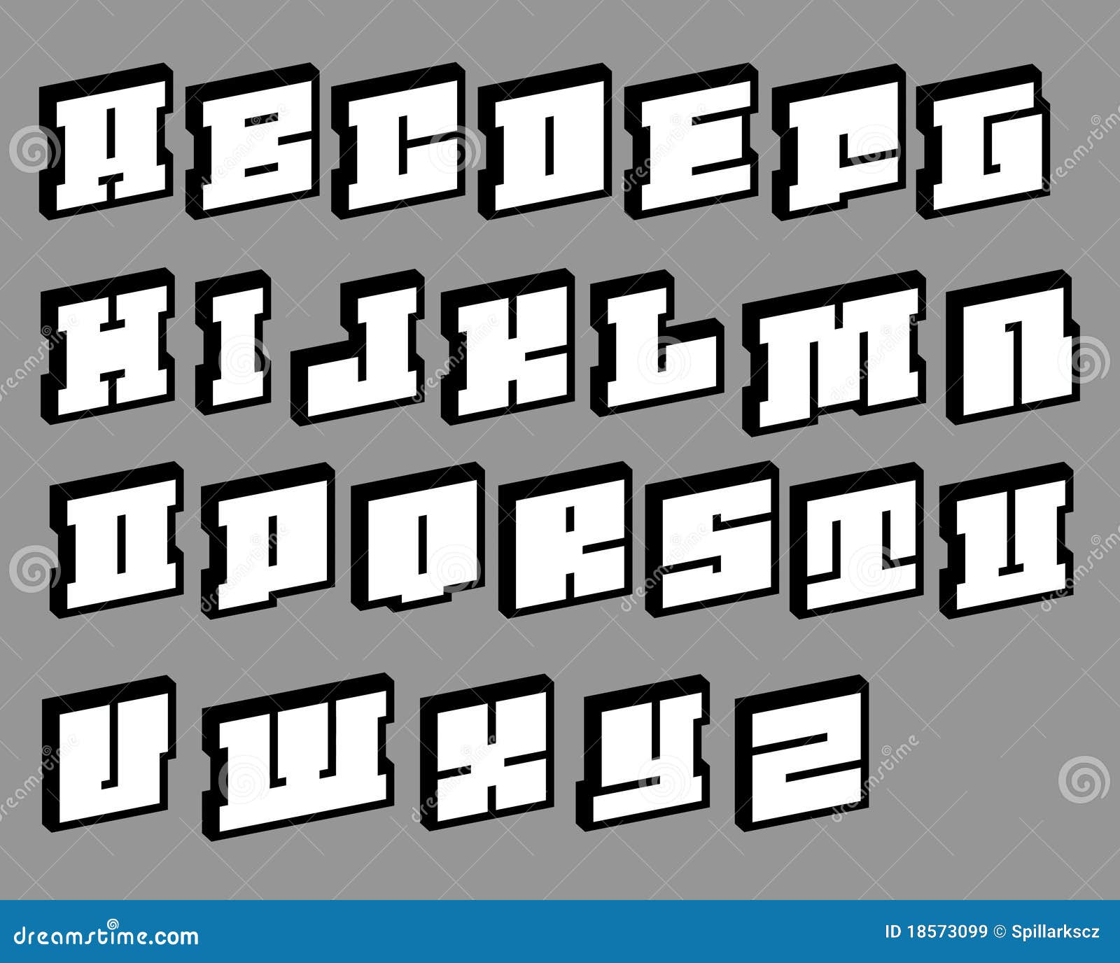 3D Graffiti Blocky Color Fonts Alphabet Over Black Vector Illustration ...