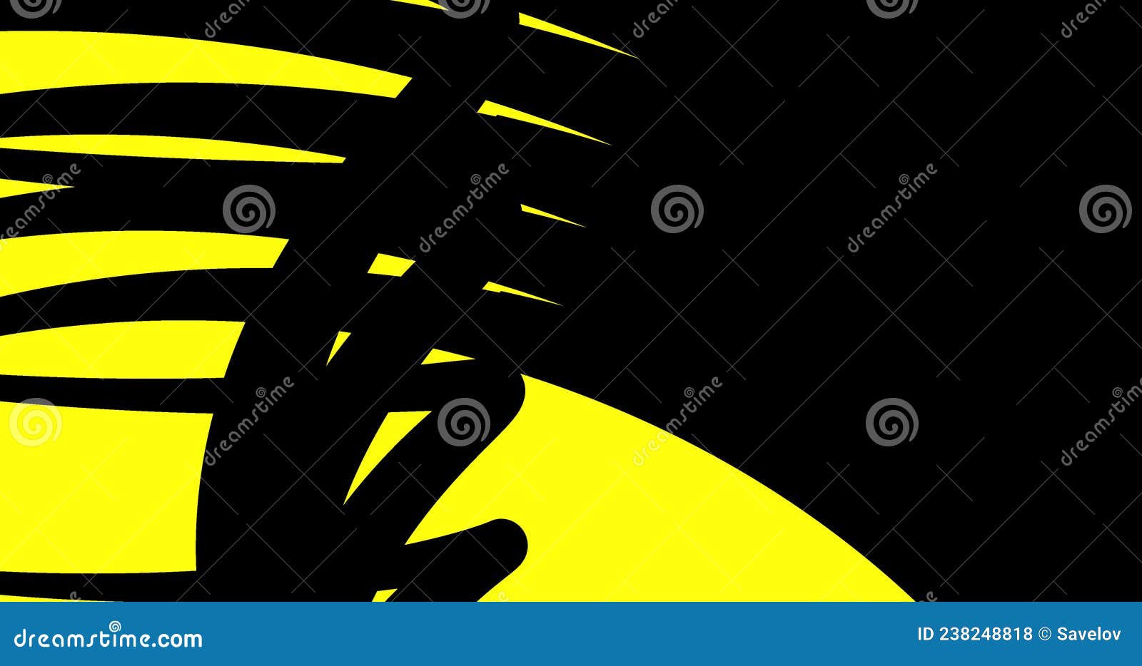 Render with Curved Black Lines on Yellow Background Stock Illustration ...