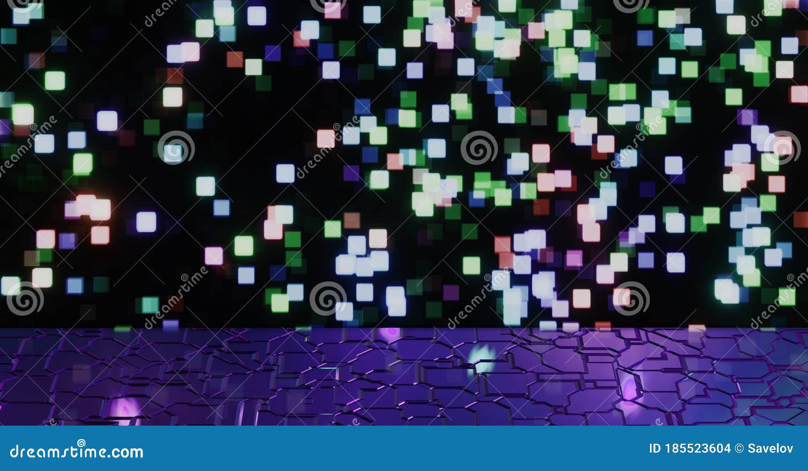 Render with Cyber Background with Square Bokeh Stock Illustration ...