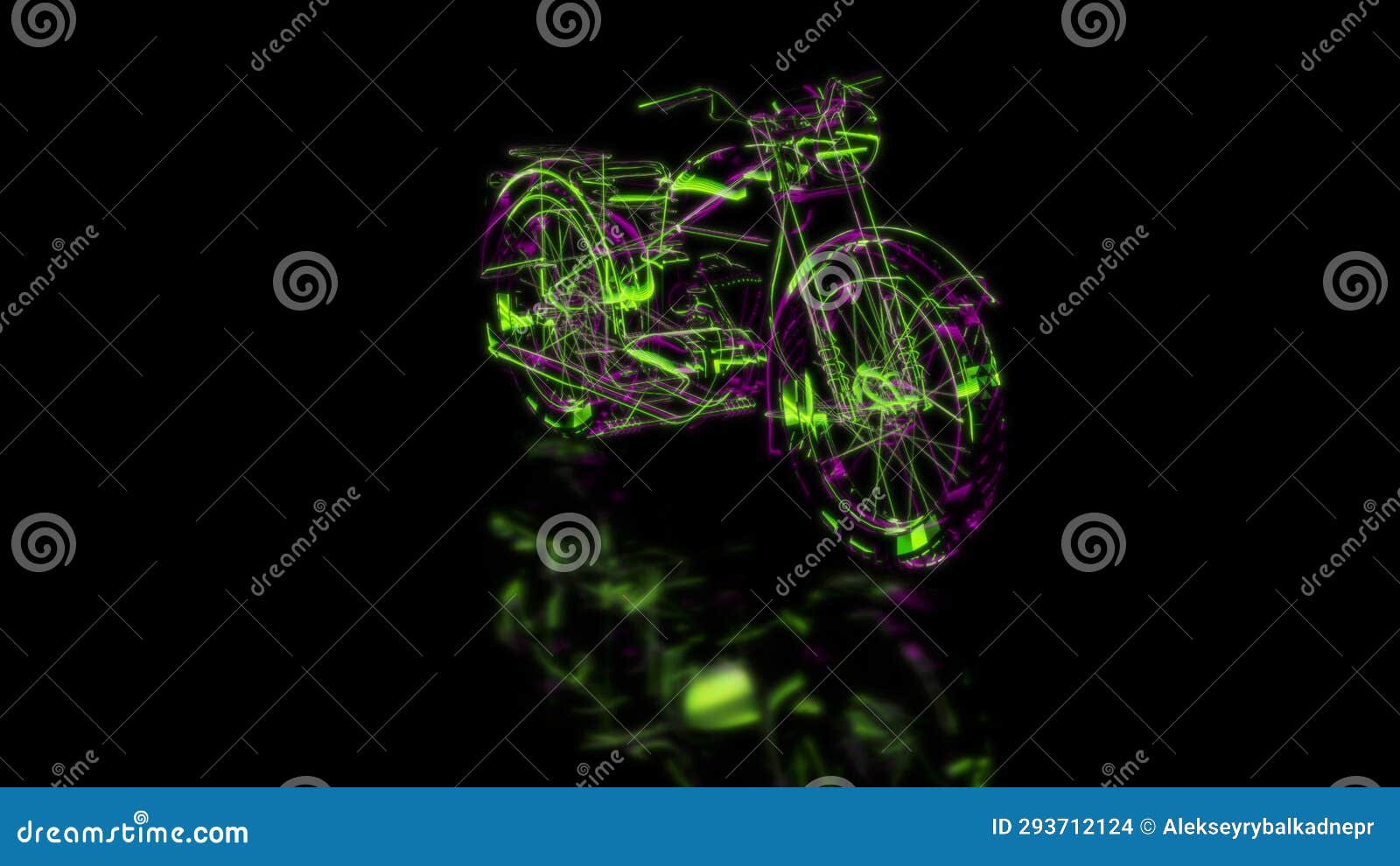 Render 3D Animation. Model Motorcycle in Motion on a Black Background ...