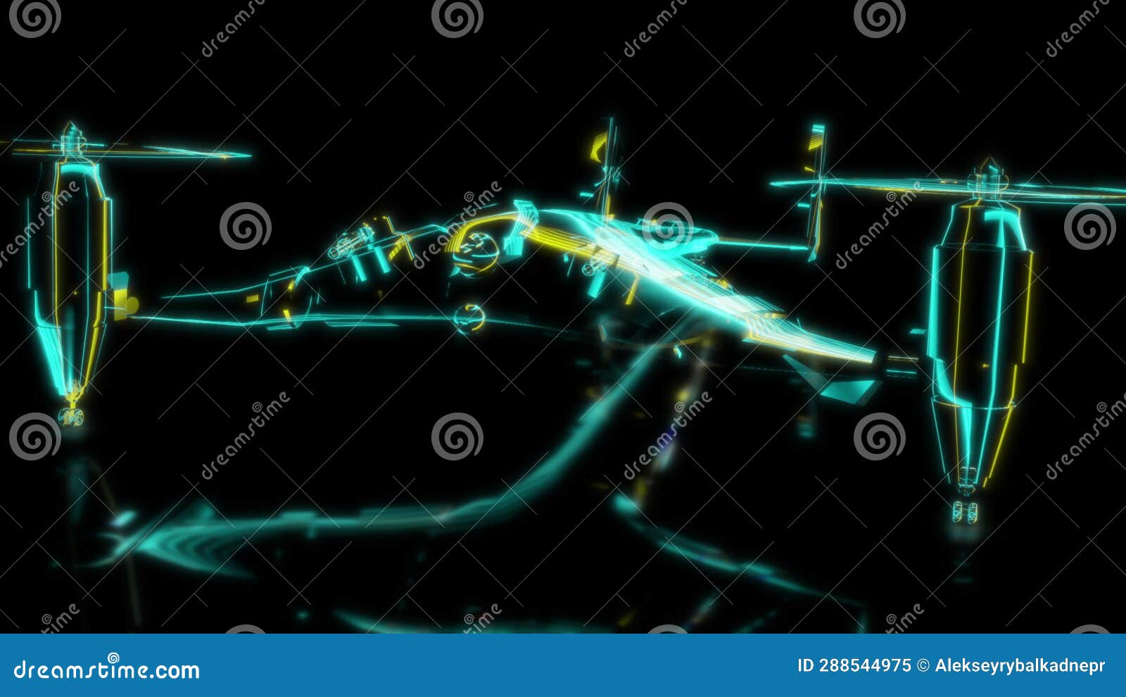 Render 3D Animation of the Model Quadcopter on a Black Background ...