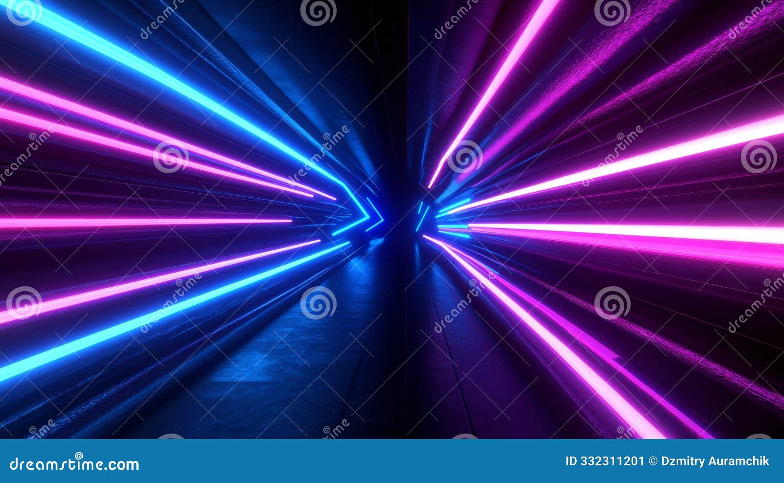 Render in 3D, Blue Purple Light Line through Dark Background ...