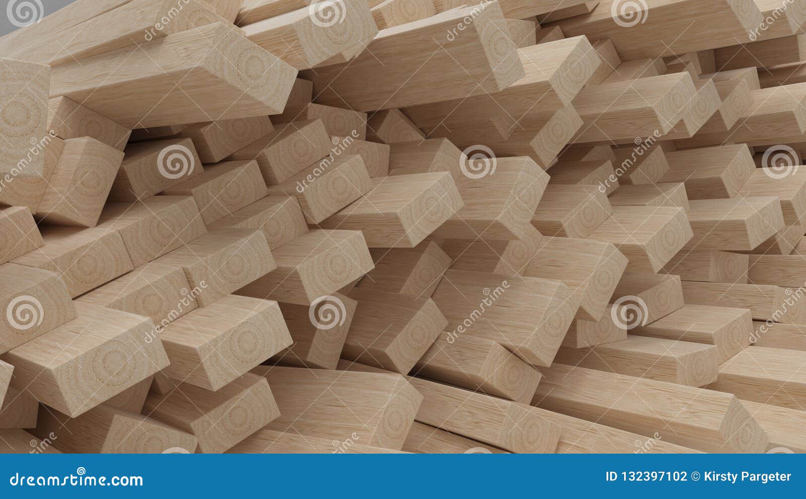 Render of 3D Construction Timber Beams and Planks Stock Illustration ...