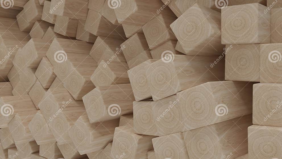Render of 3D Construction Timber Beams and Planks Stock Photo - Image ...