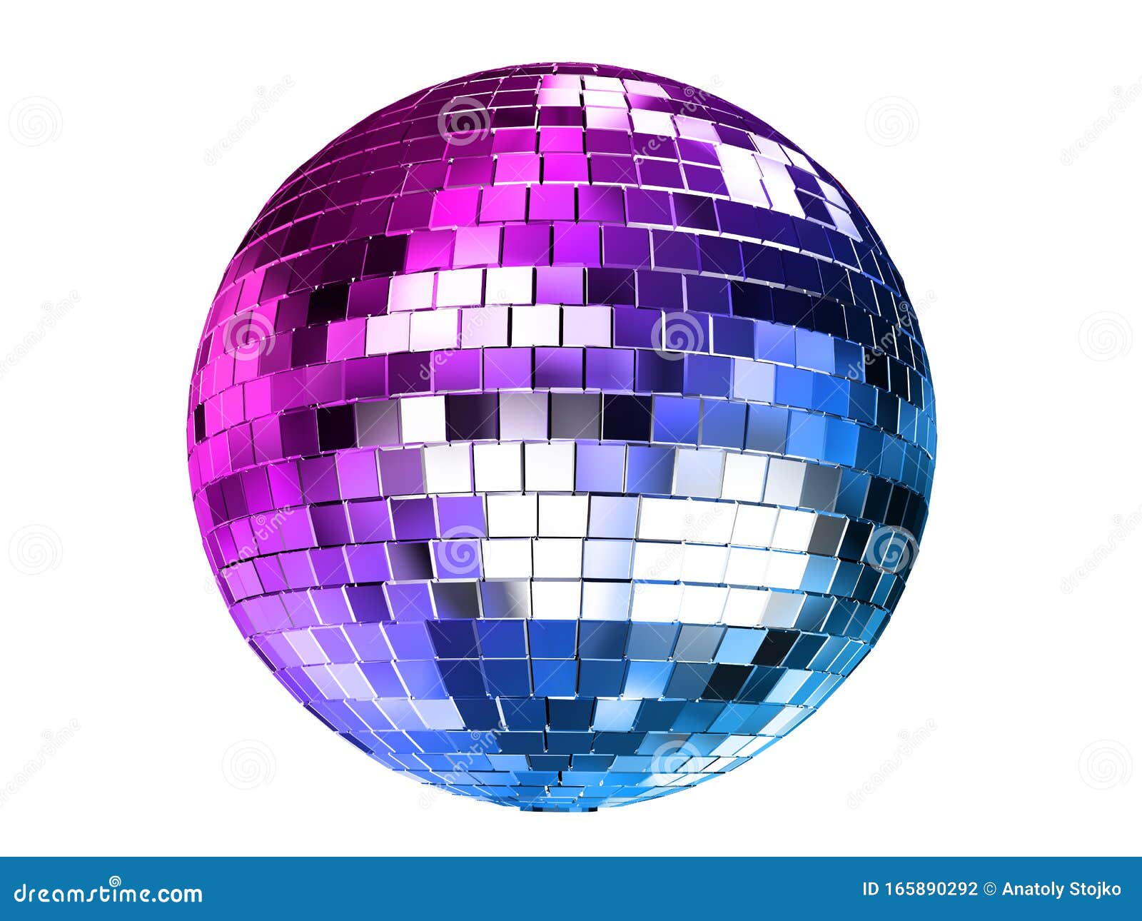 Render 3d Illustration Of Color Disco Ball Isolated On White Background