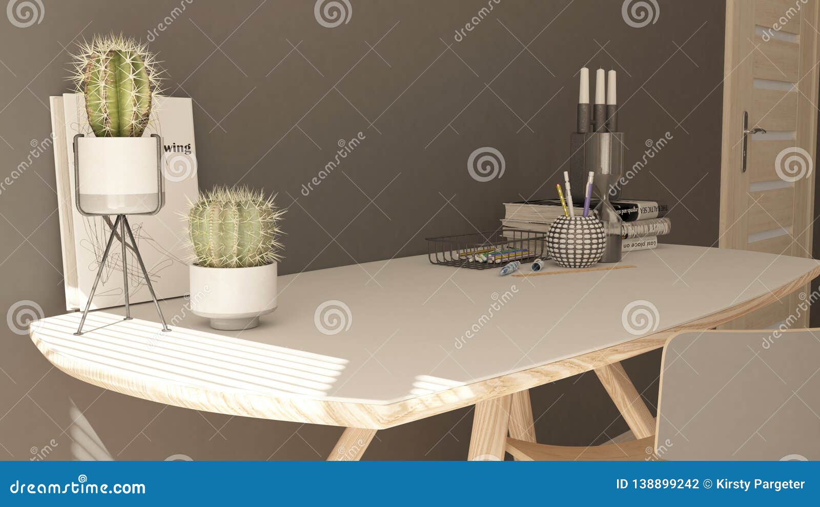 3D Render of a Modern Home Office Stock Illustration - Illustration of ...