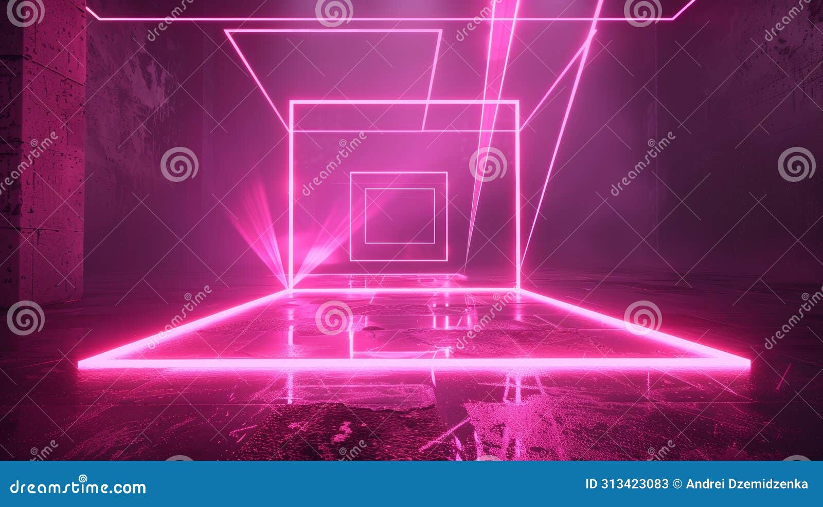 Render in 3D, Neon Light Abstract Background, Pink Laser Rays ...