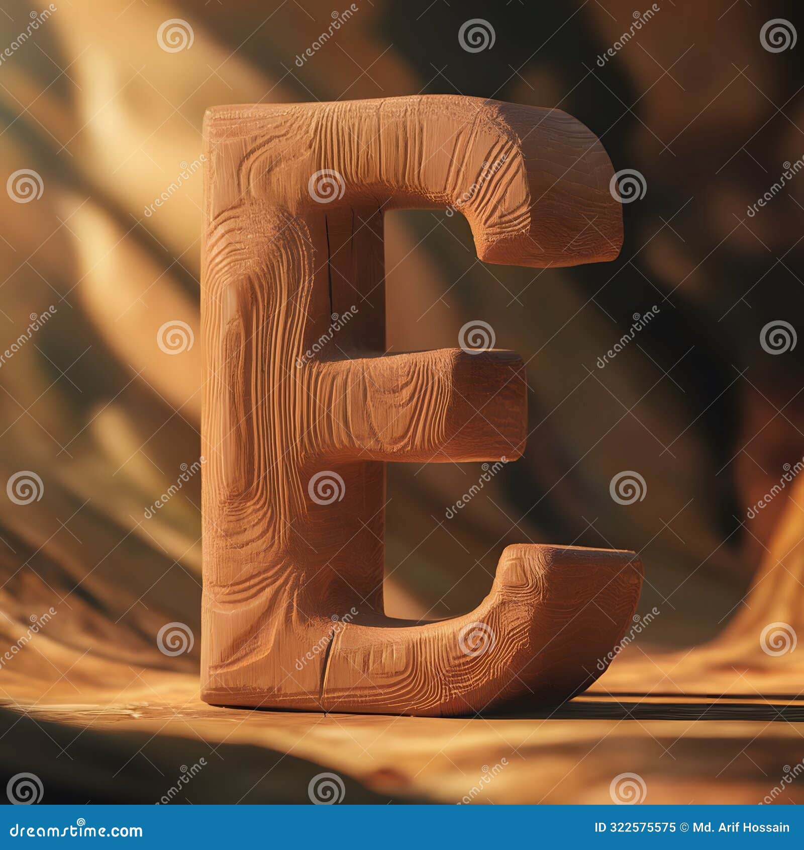 Render a 3D View of the Letter E with a Wood Texture Ai Generate. Stock ...