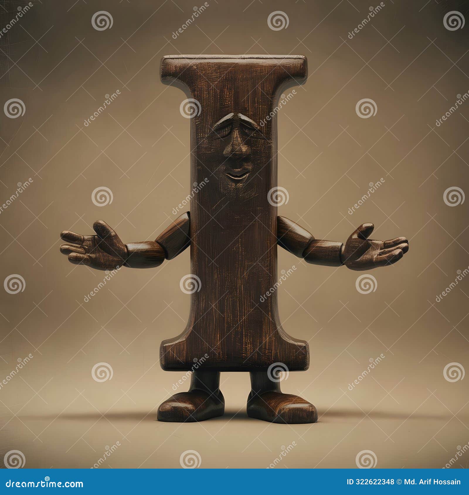 Render a 3D View of the Letter I with a Wood Texture Ai Generate. Stock ...