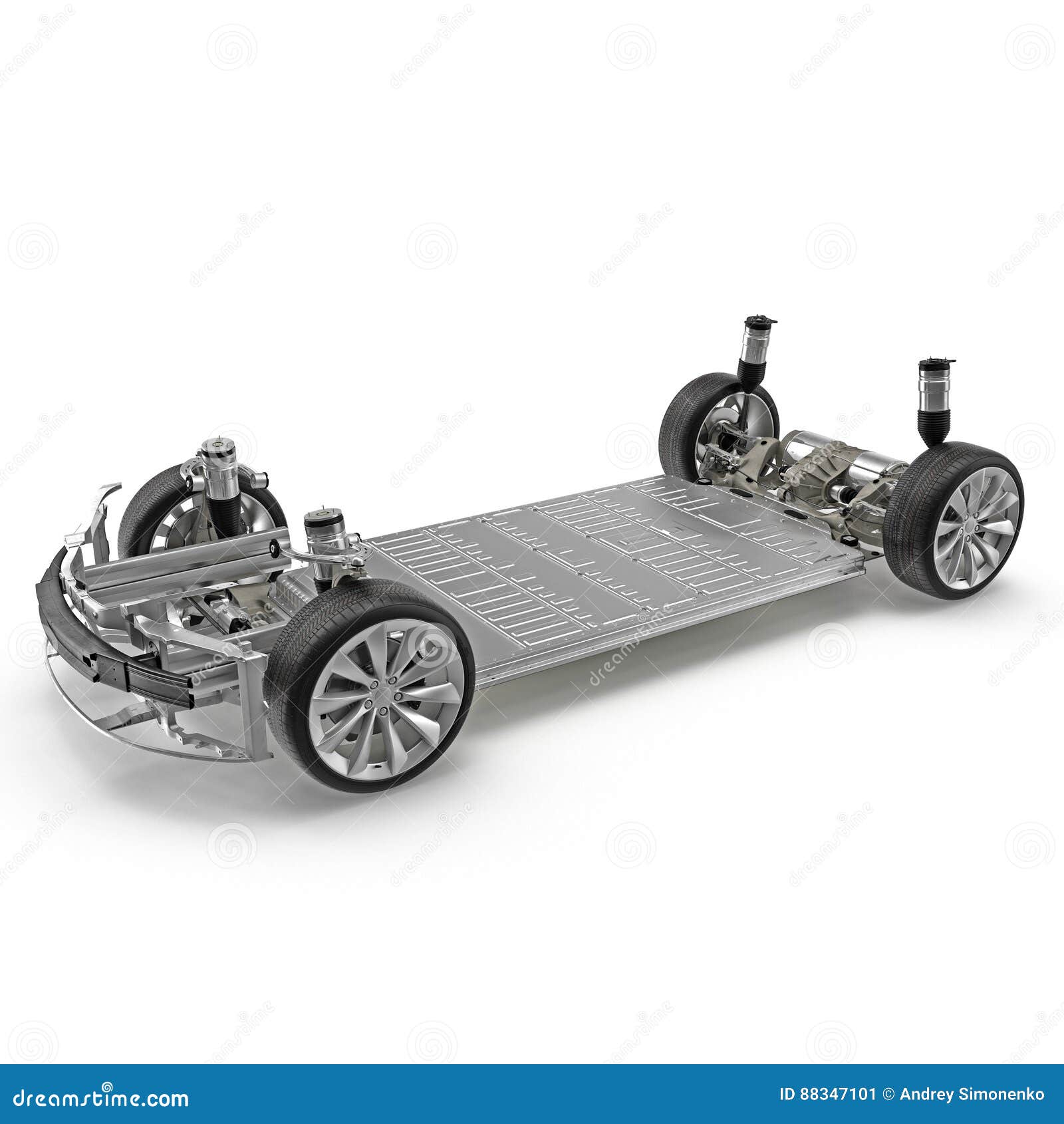 Render Of Car Chassis Without Engine Isolated On White. 3D Illustration ...