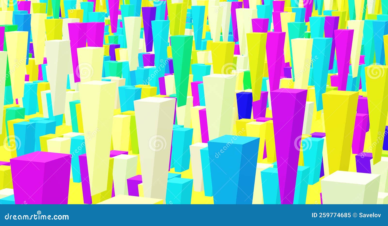 Render With Elongated Blue, Pink And Yellow Triangles In Perspective ...