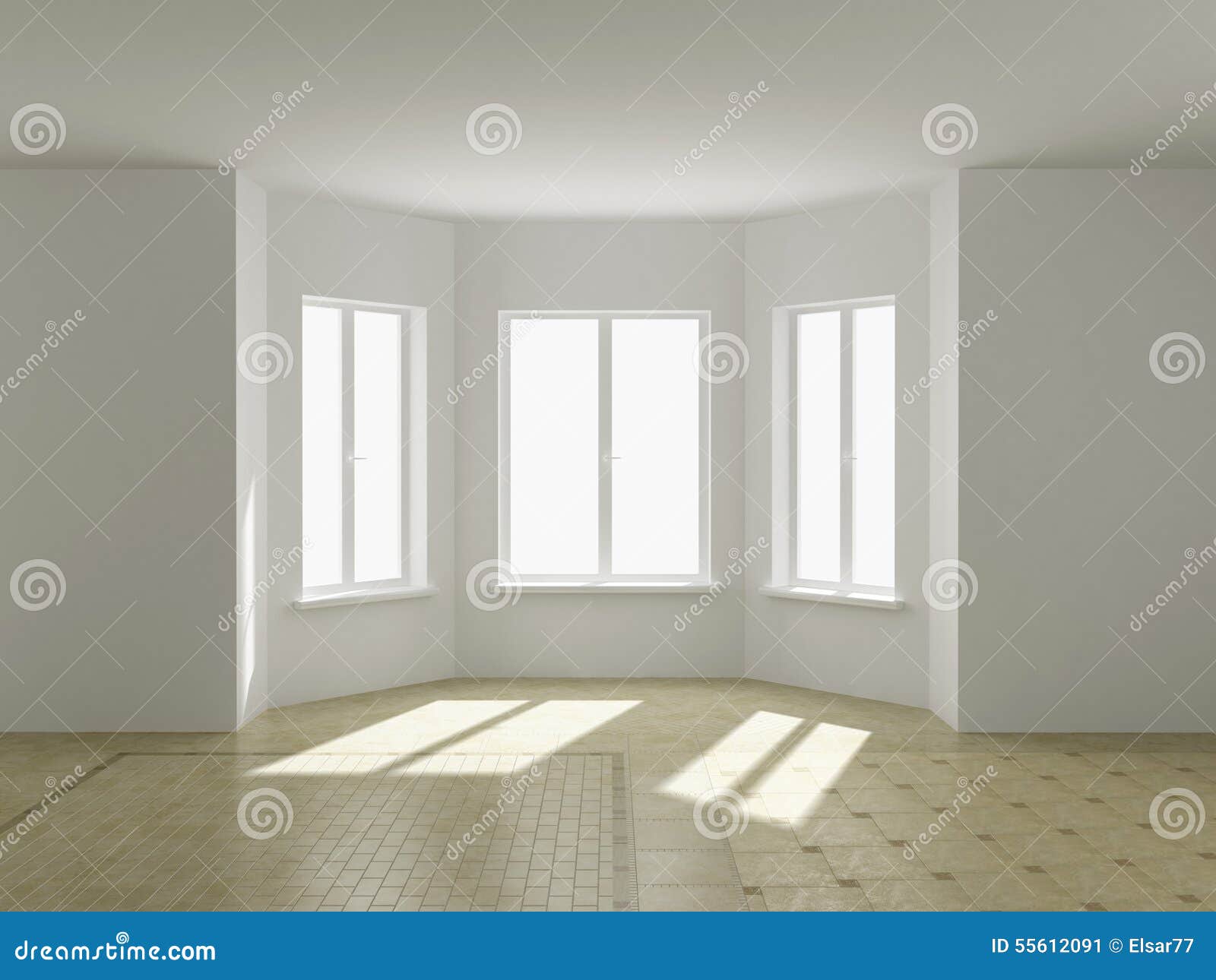 3d Render Of Empty Room With White Walls And Wooden Floor Stock ...