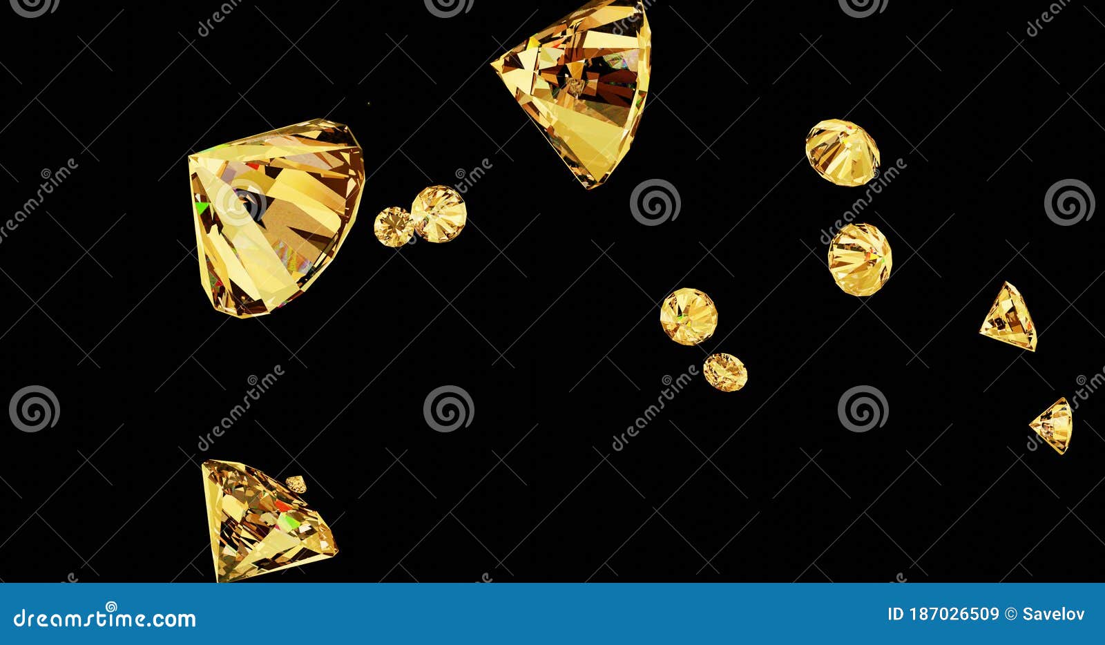 Falling Diamonds. Pattern Background With Realistic 3D Transparent Gems ...