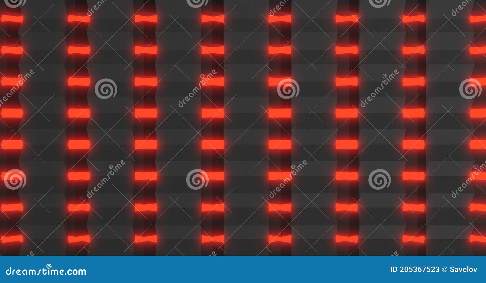 Render with a Glowing Panel of Red Rectangles Stock Illustration ...