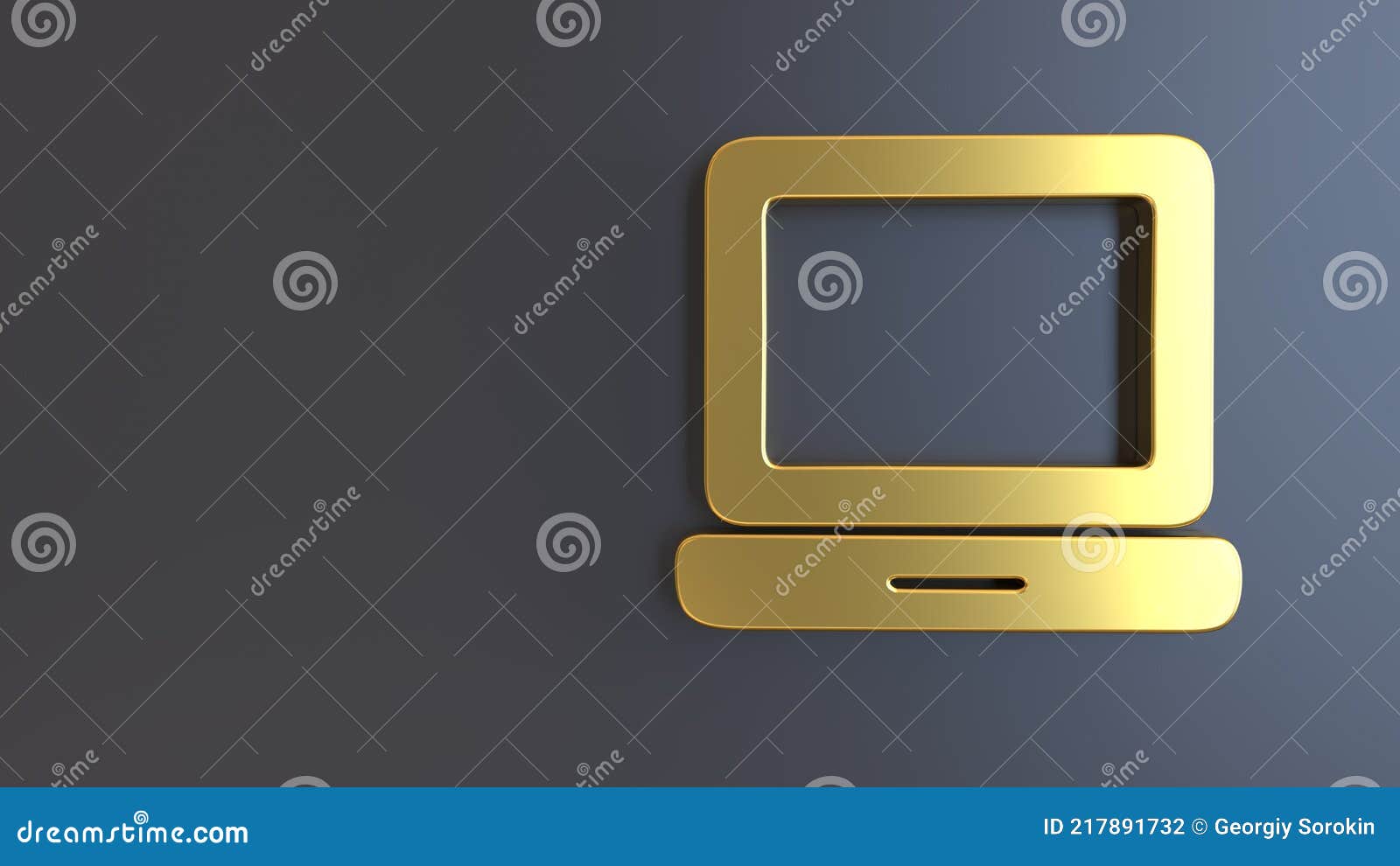 3d Render Golden Computer Symbol Stock Illustration - Illustration of ...