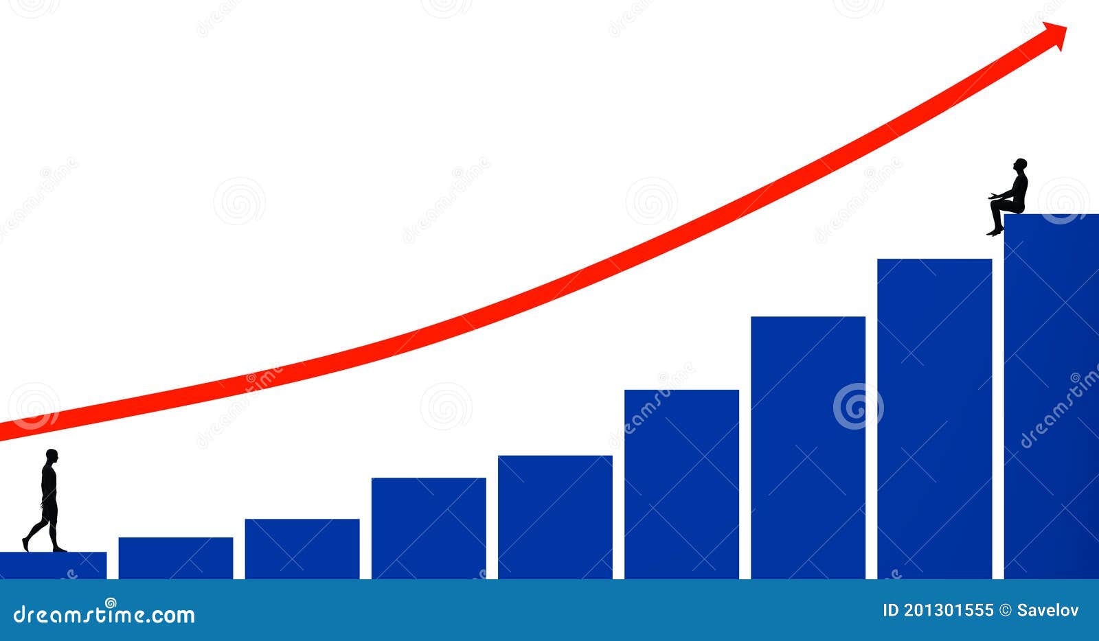 Render with a Graph of Growth and Figures of People Stock Illustration ...