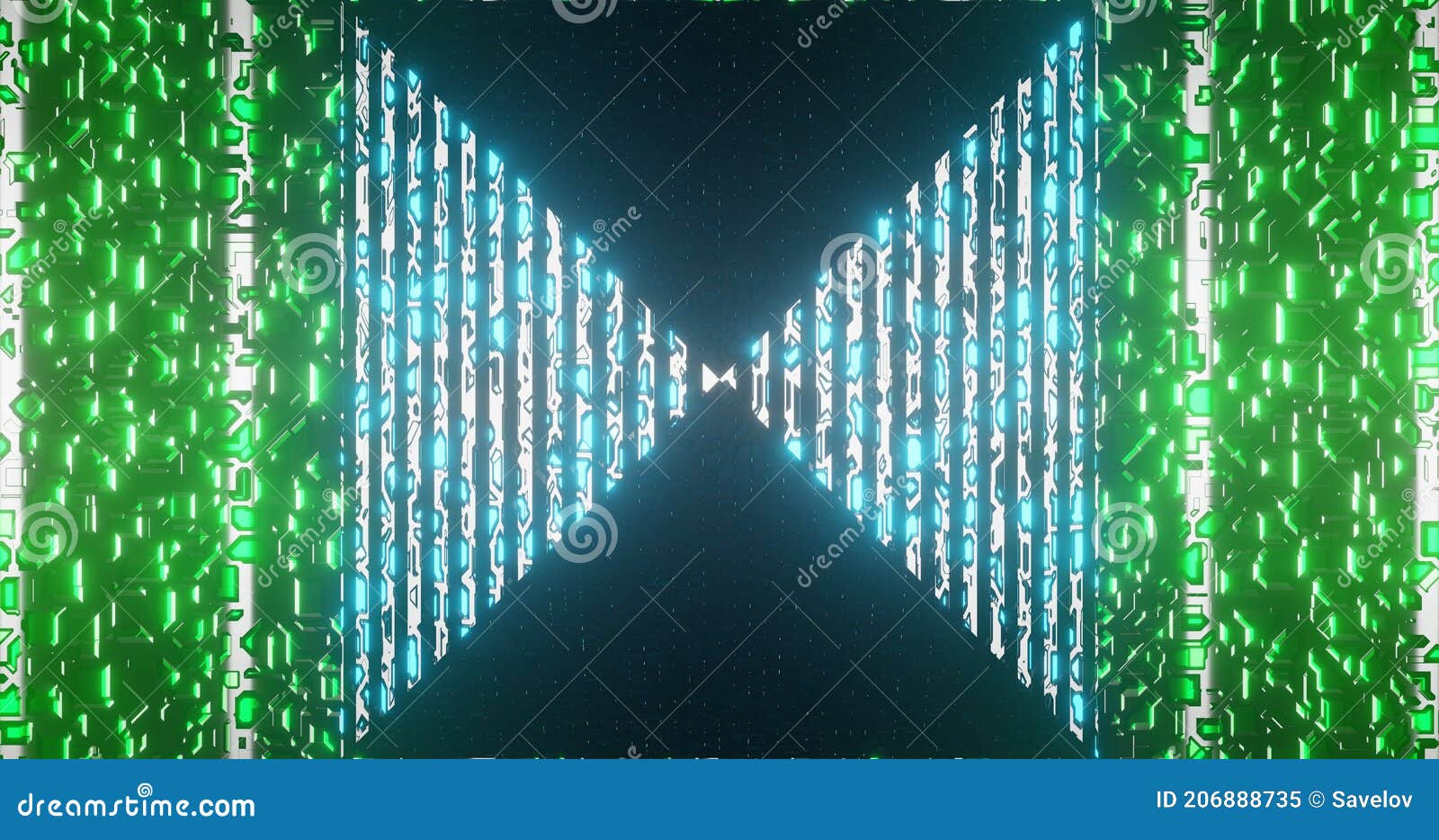 Render with Green and Blue Techno Background Stock Illustration ...