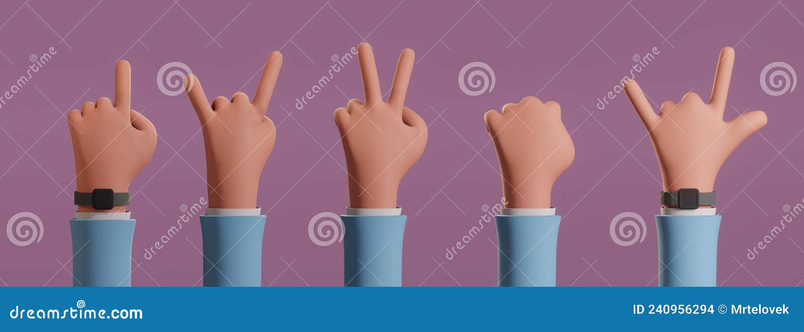 Render Hand Gestures Cartoon Style 3d Stock Illustration - Illustration ...