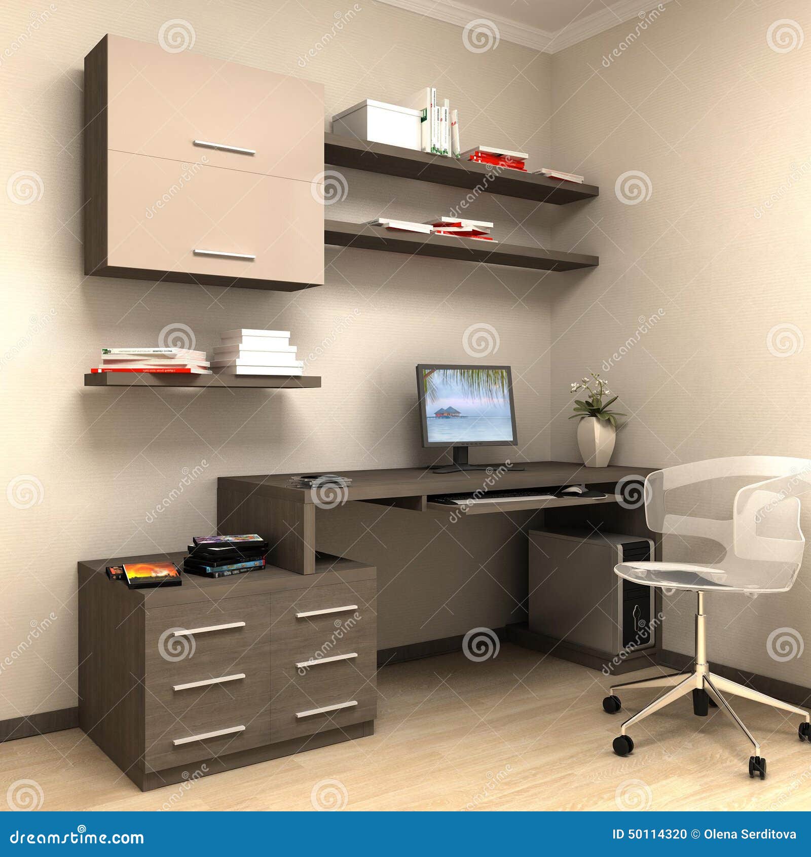 Render of Home Work Station Stock Photo - Image of home, inside: 50114320