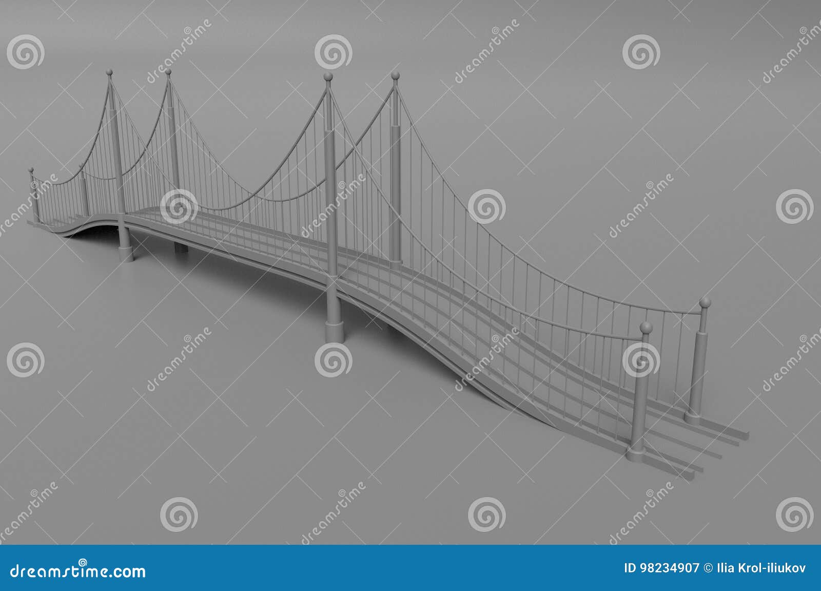 Render Illustration Architecture Bridge Stock Illustration ...