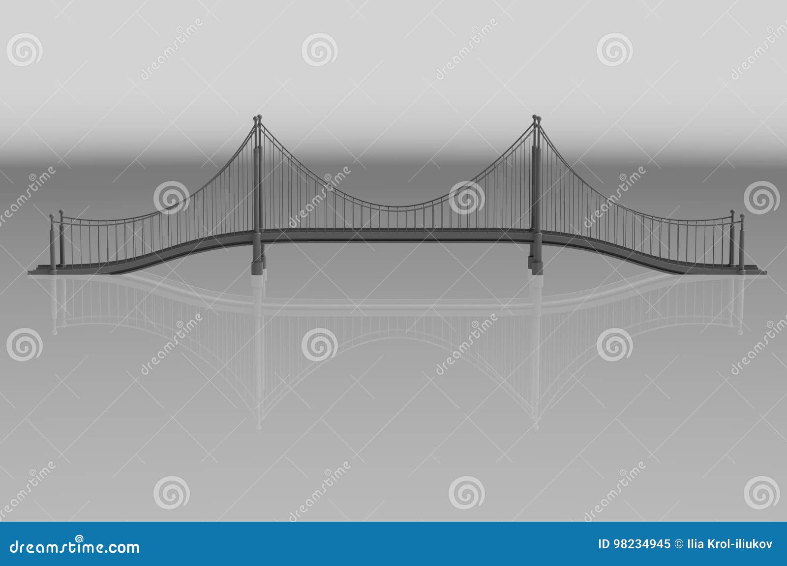 Render Illustration Architecture Bridge Stock Illustration ...