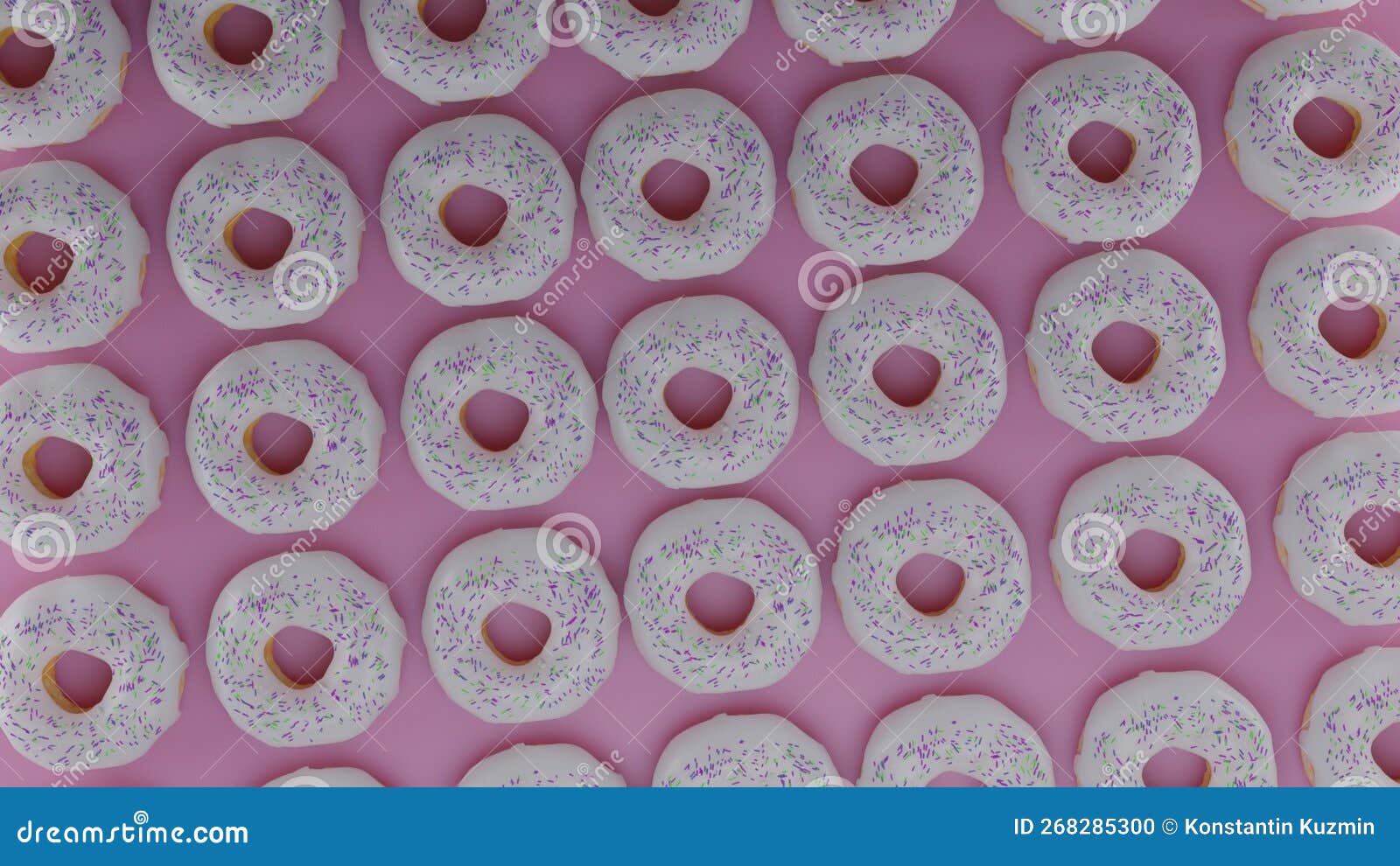 Render of a Large Number of Donuts with White Icing Stock Photo - Image ...